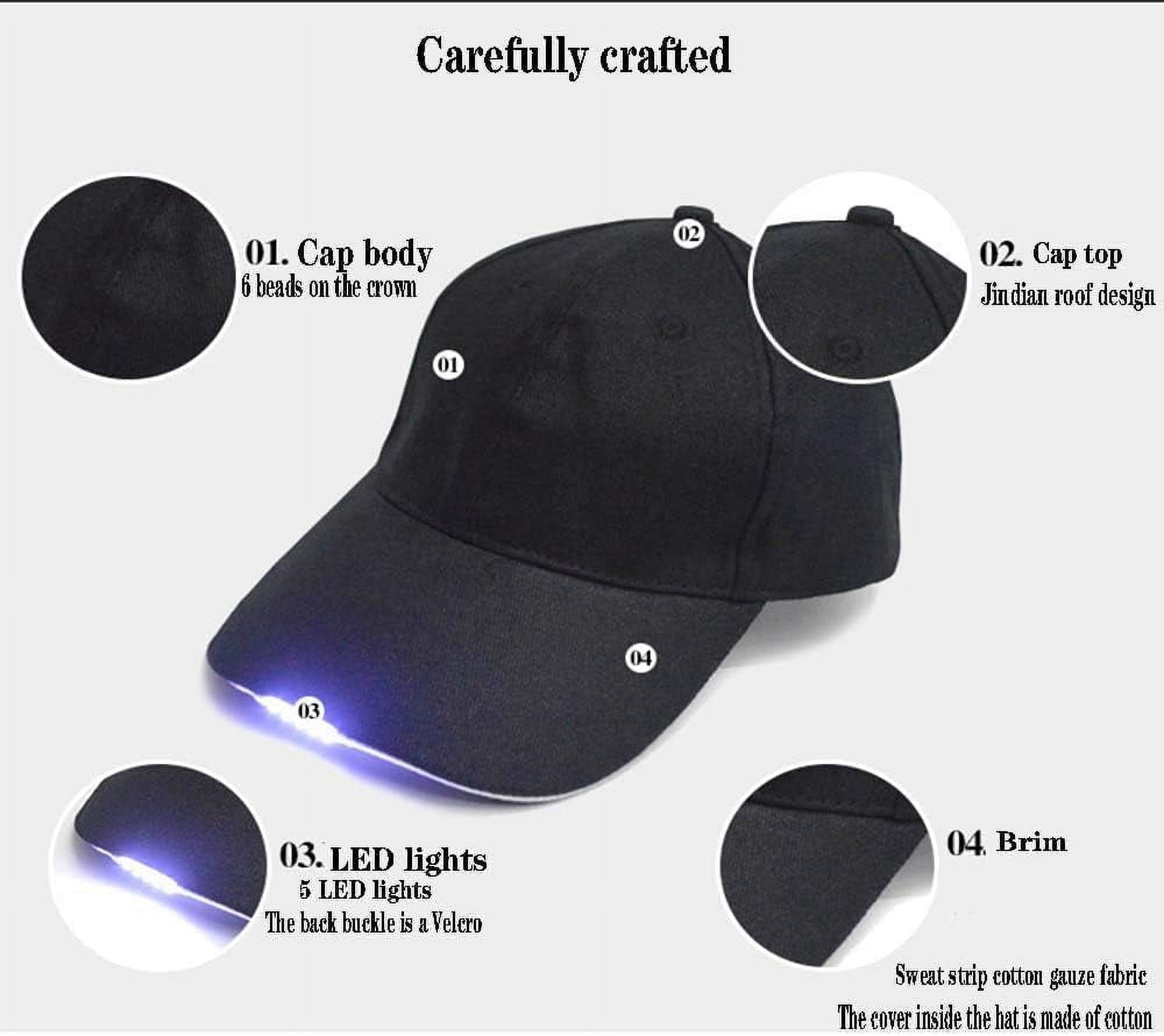 TRHOO-Rechargeable Baseball Cap With LED Headlight, USB Cable and ...