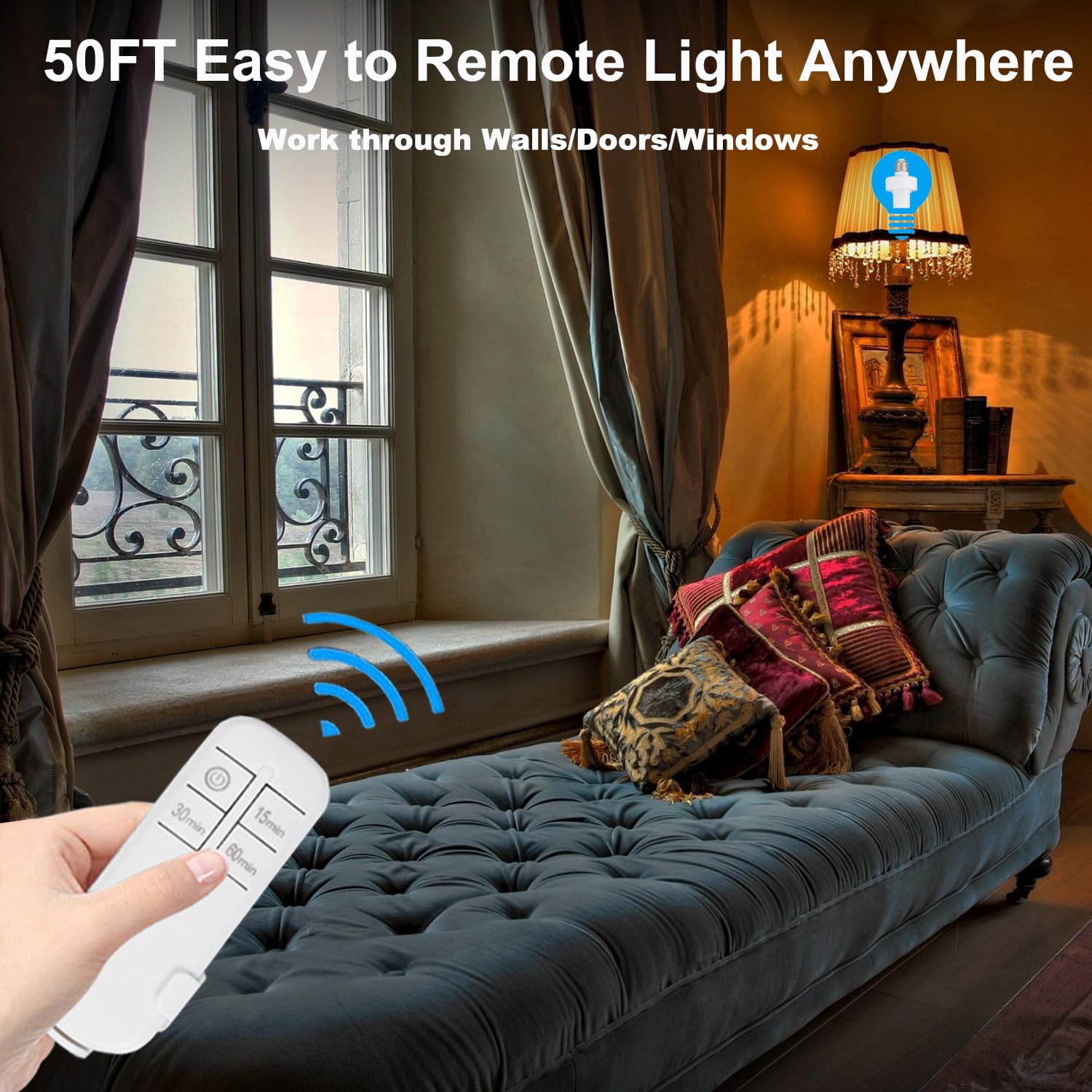 TRHOO-Remote Control Light Sockets,Wireless Light Switch kit with Timer ...