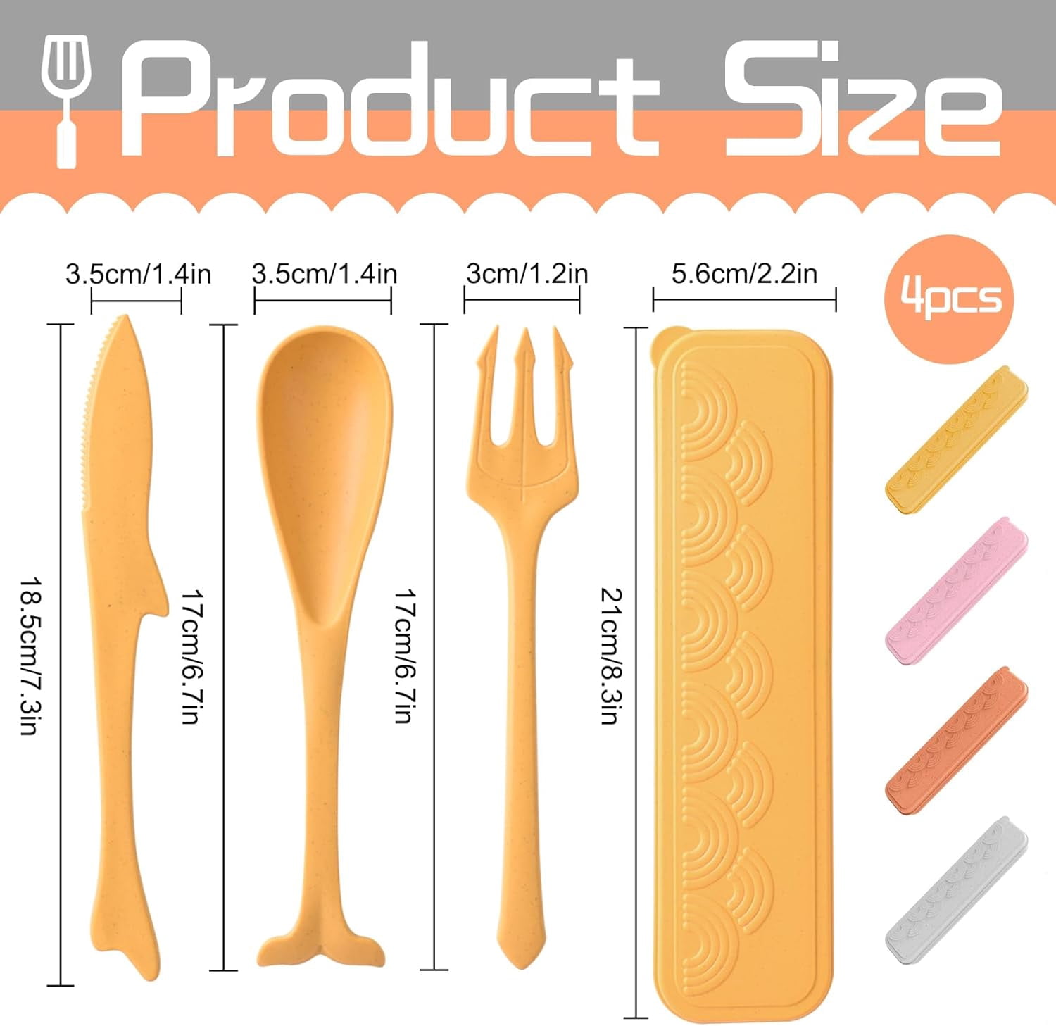 TRHOO-Reusable Travel Utensils with Case, Ocean Themed Fork and Spoon ...