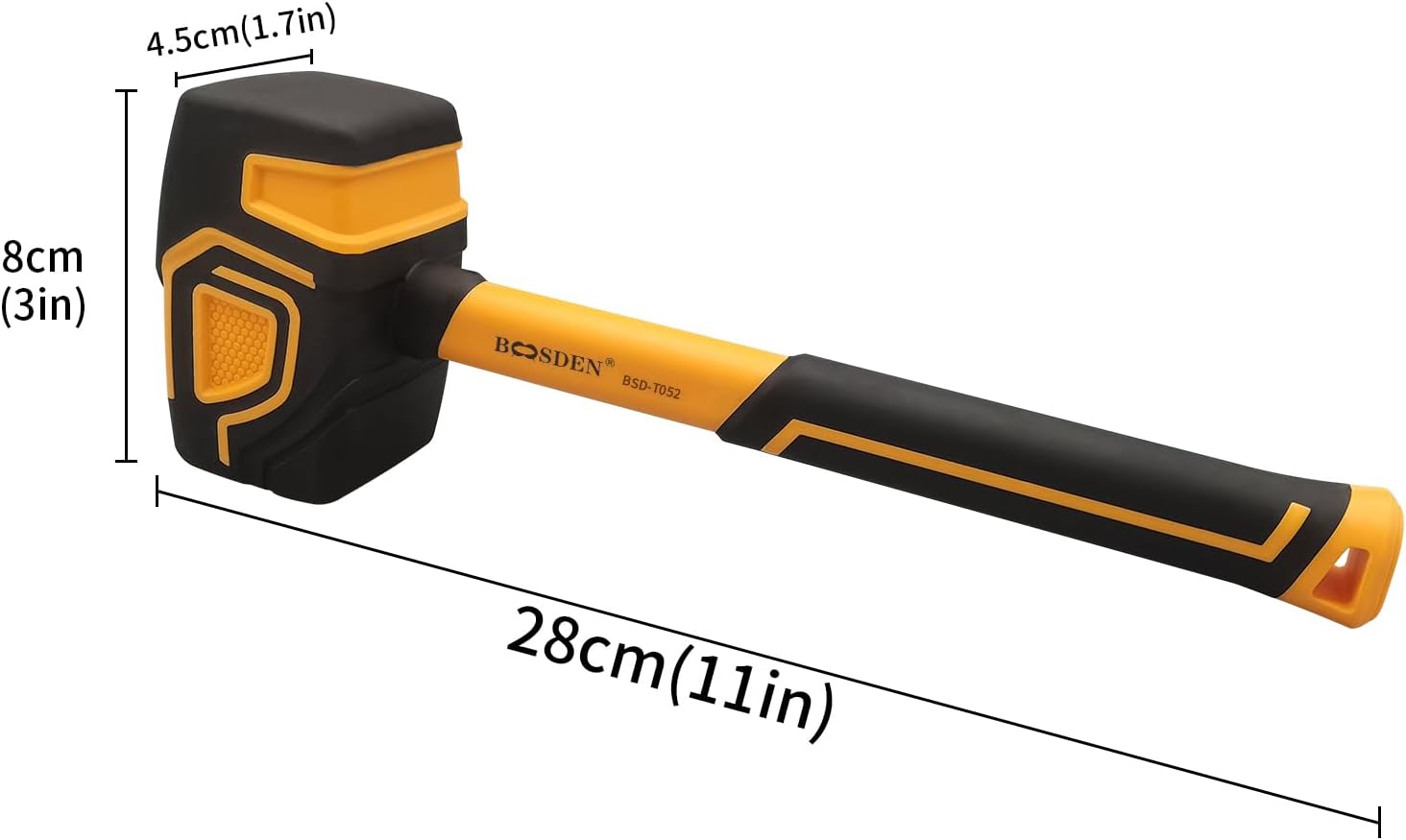 TRHOO-Rubber Mallet, 10 oz Rubber Mallet Hammer, Rubber Hammer with ...