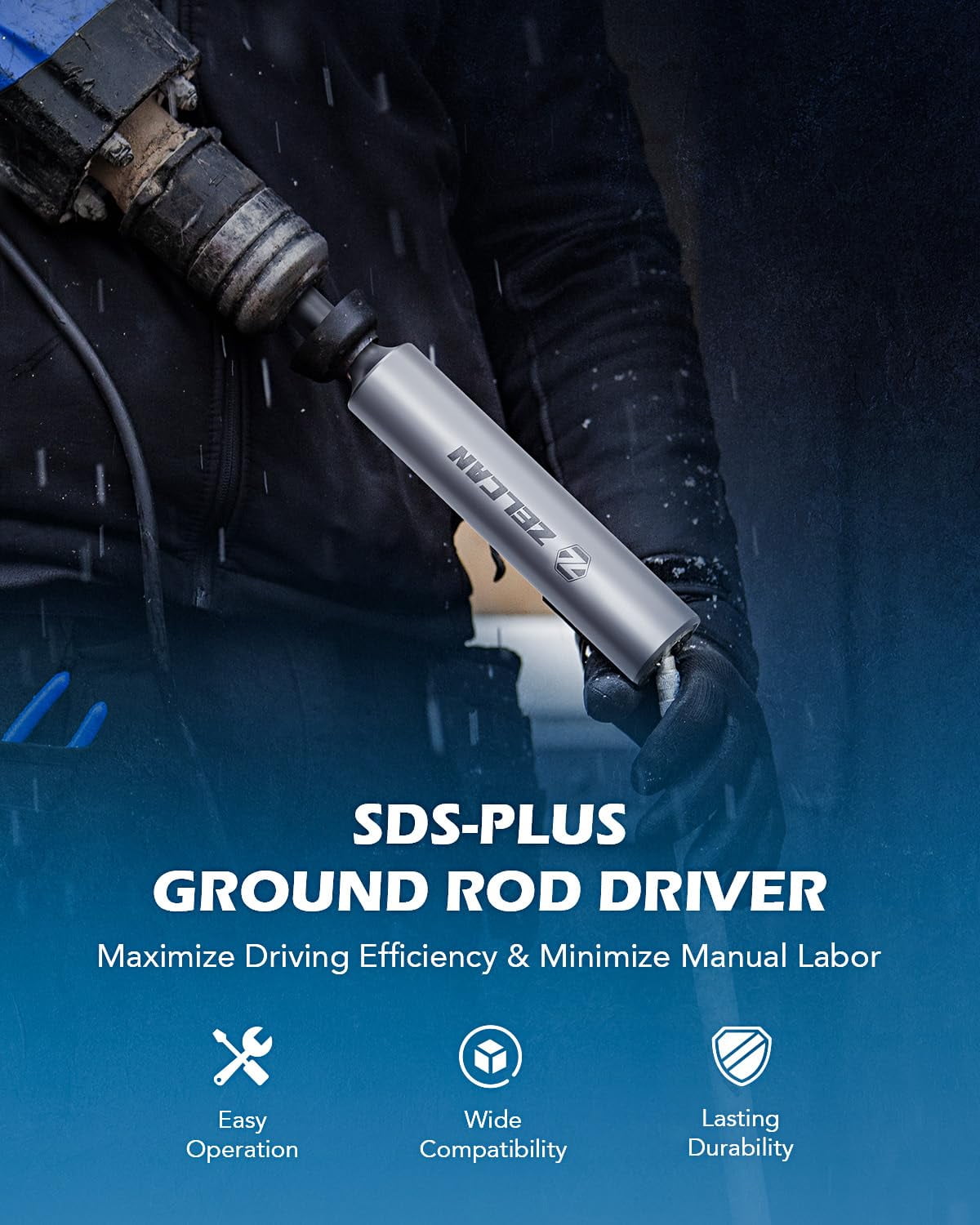 TRHOO-SDS Plus Ground Rod Driver, Heavy Duty Ground Rod Bit Driver for ...