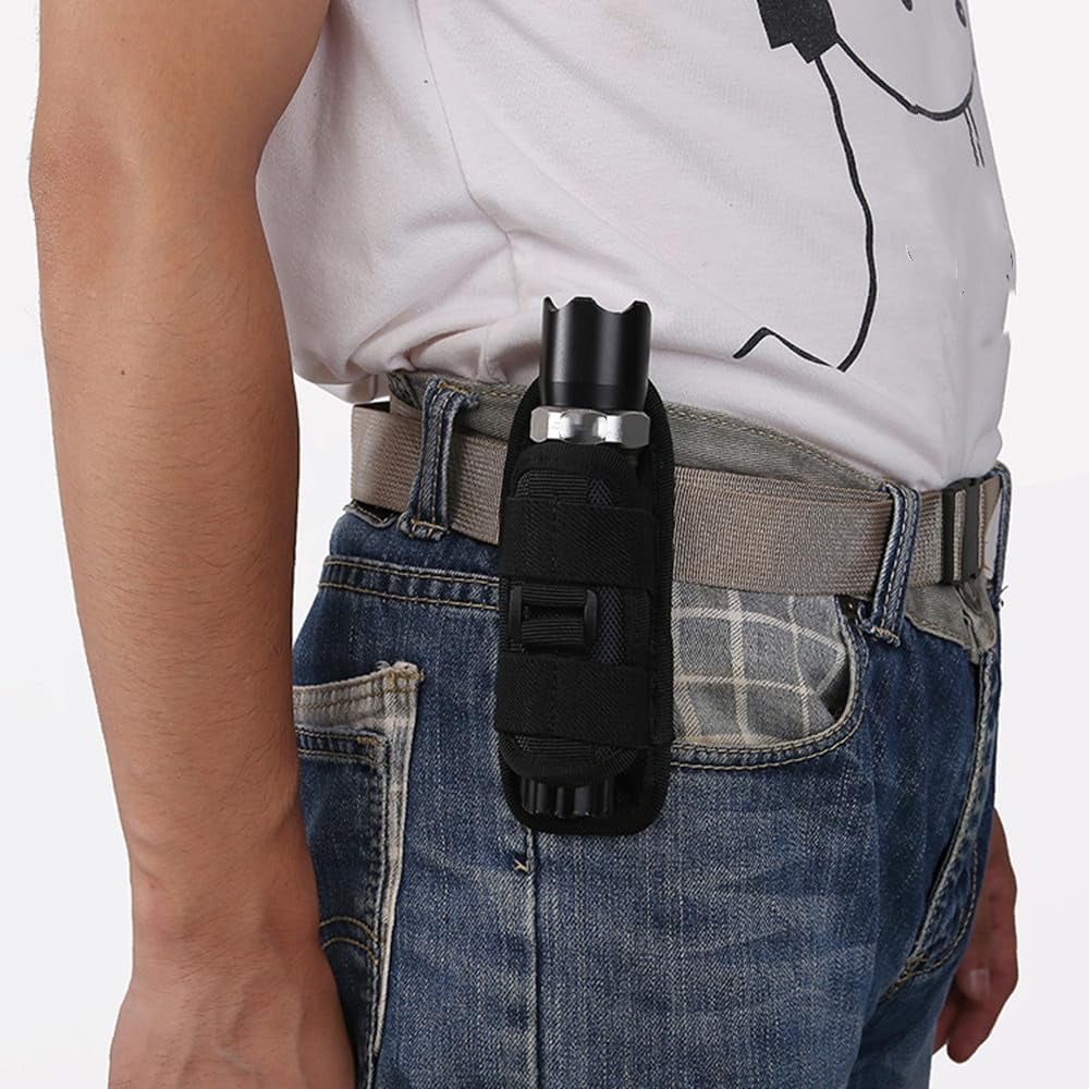 TRHOO-Tactical Flashlight Pouch Holster, Rotatable Flashlight Holder ...