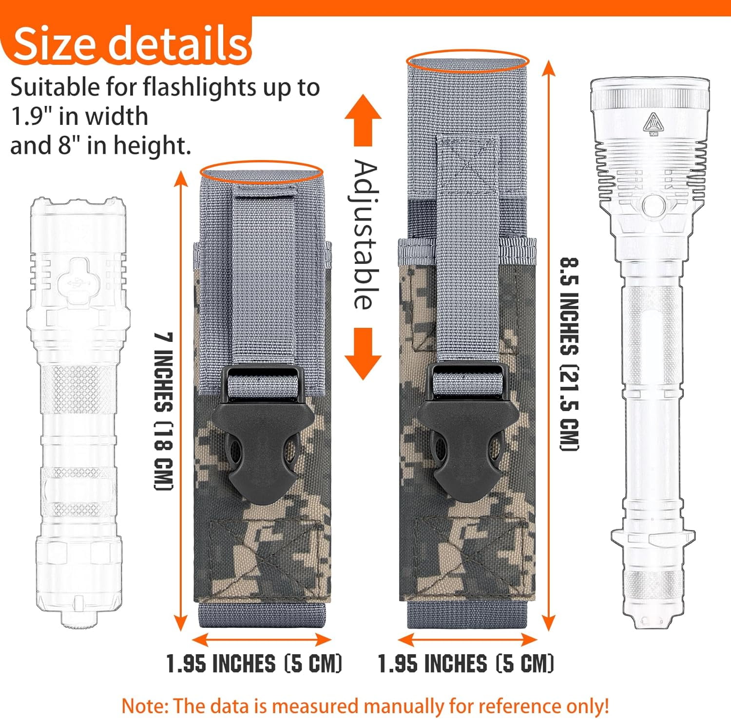 TRHOO-Tactical Molle Flashlight Pouch Holster Case Belt Pouch ...