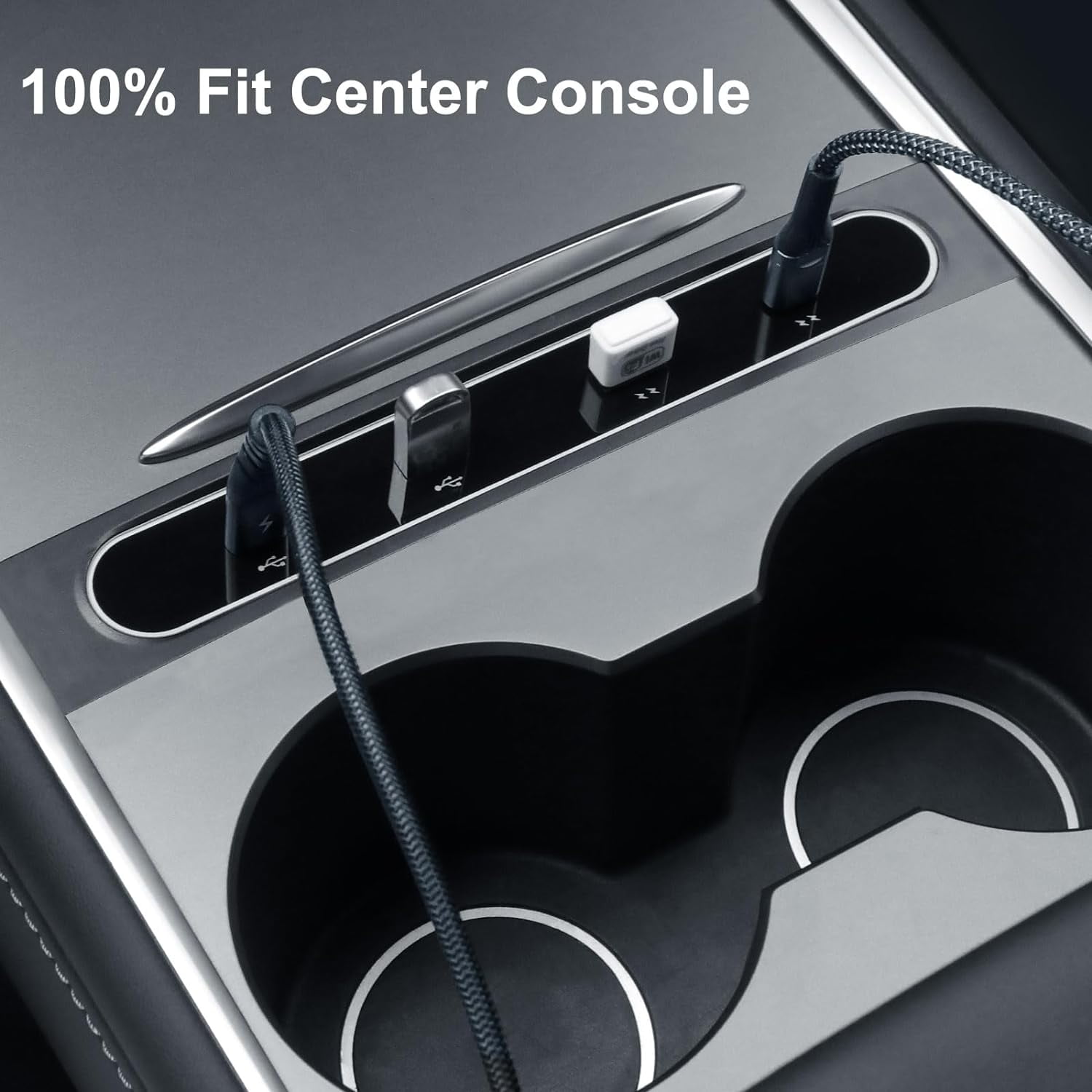 TRHOO-Tesla USB LED Hub, Suitable for Model Y Model 3, 27W USB C Fast ...