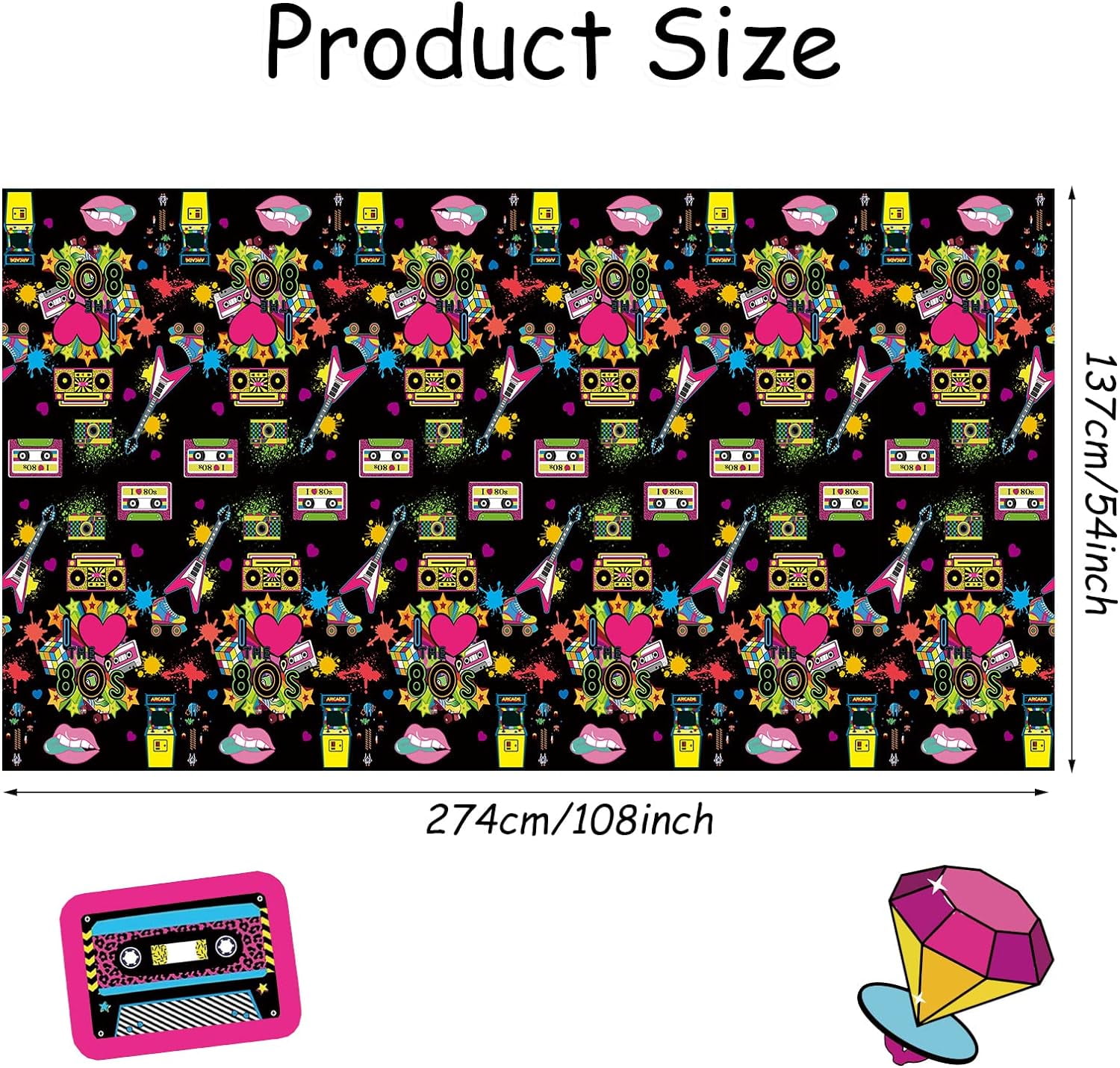 TRHOO-The 80's Party Tablecloth Plastic Retro Radio Table Cover Rock ...