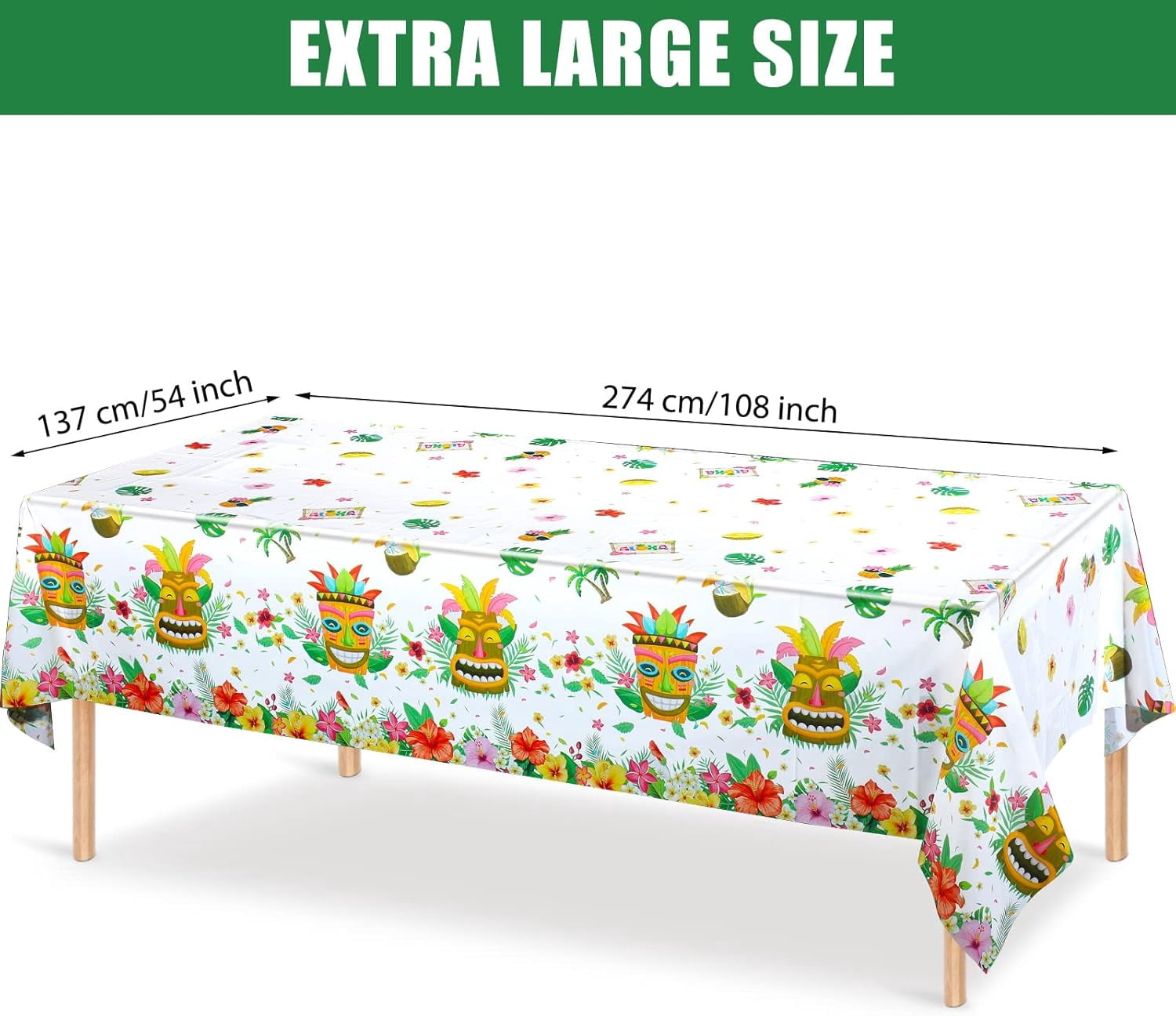 TRHOO-Tiki Party Decorations Tablecloths Hawaiian Luau Table Covers ...