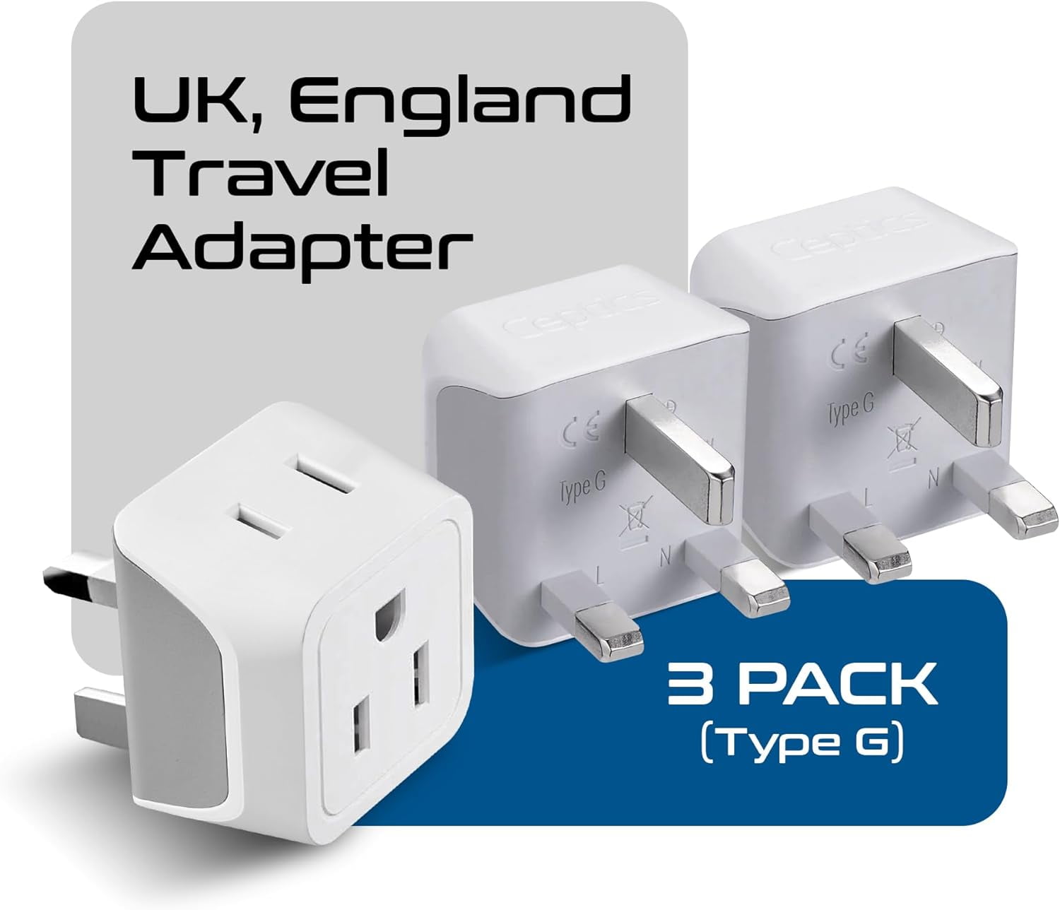 TRHOO-UK Travel Plug Adapter, 2 in 1 Type G Adapter, US to UK Adapter ...