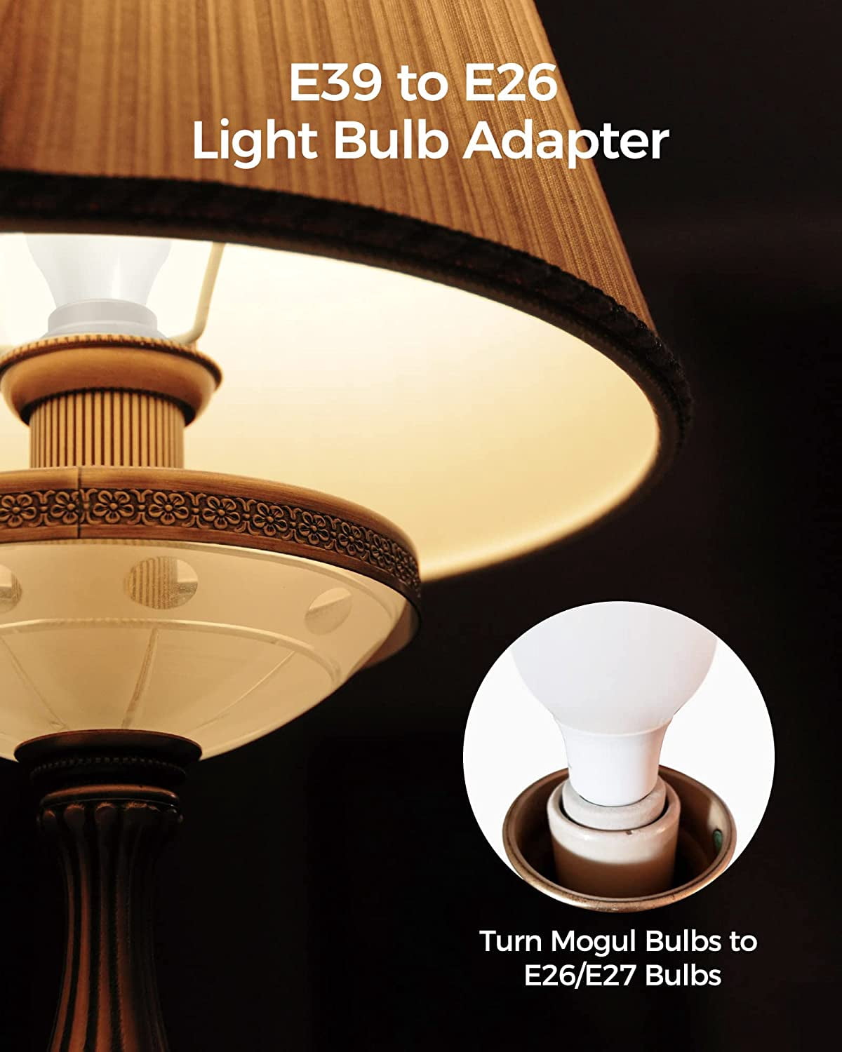 TRHOO-UL-Listed E39 to E26 Adapter Mogul to Medium Light Bulb Lamp ...