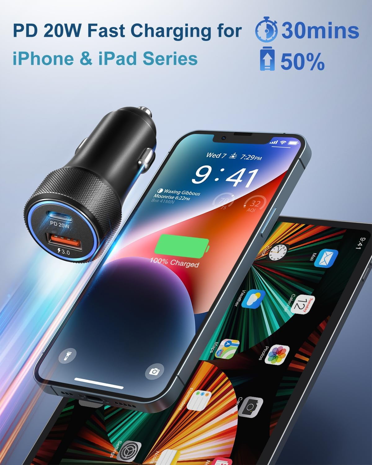 TRHOO-USB C Car Charger, 3-Pack 36W Fast Charging Dual USB Fast Car ...