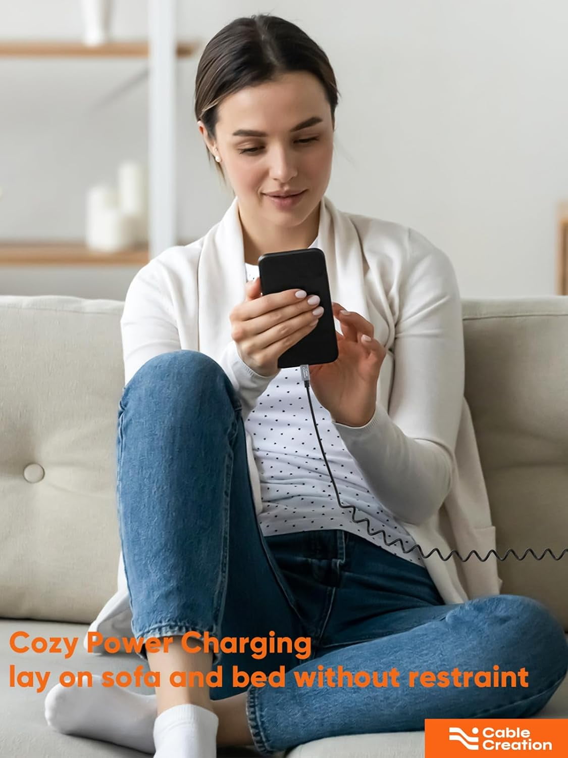 TRHOO-USB C Fast Charging Coiled Cable,Retractable USB-C for Android ...