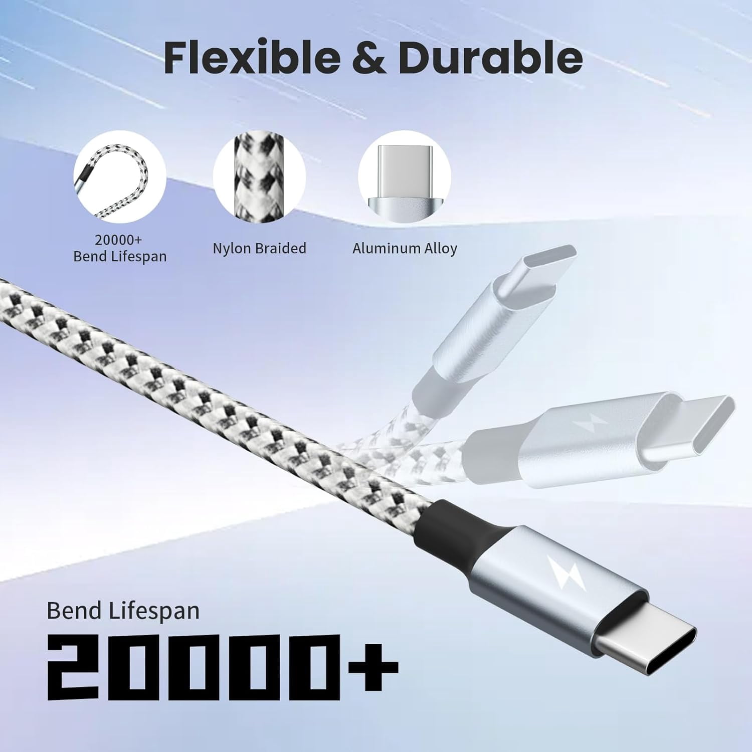 TRHOO-USB C Multi Charging Cable, Dual Type C Cable 1Pack 5FT, USB C ...
