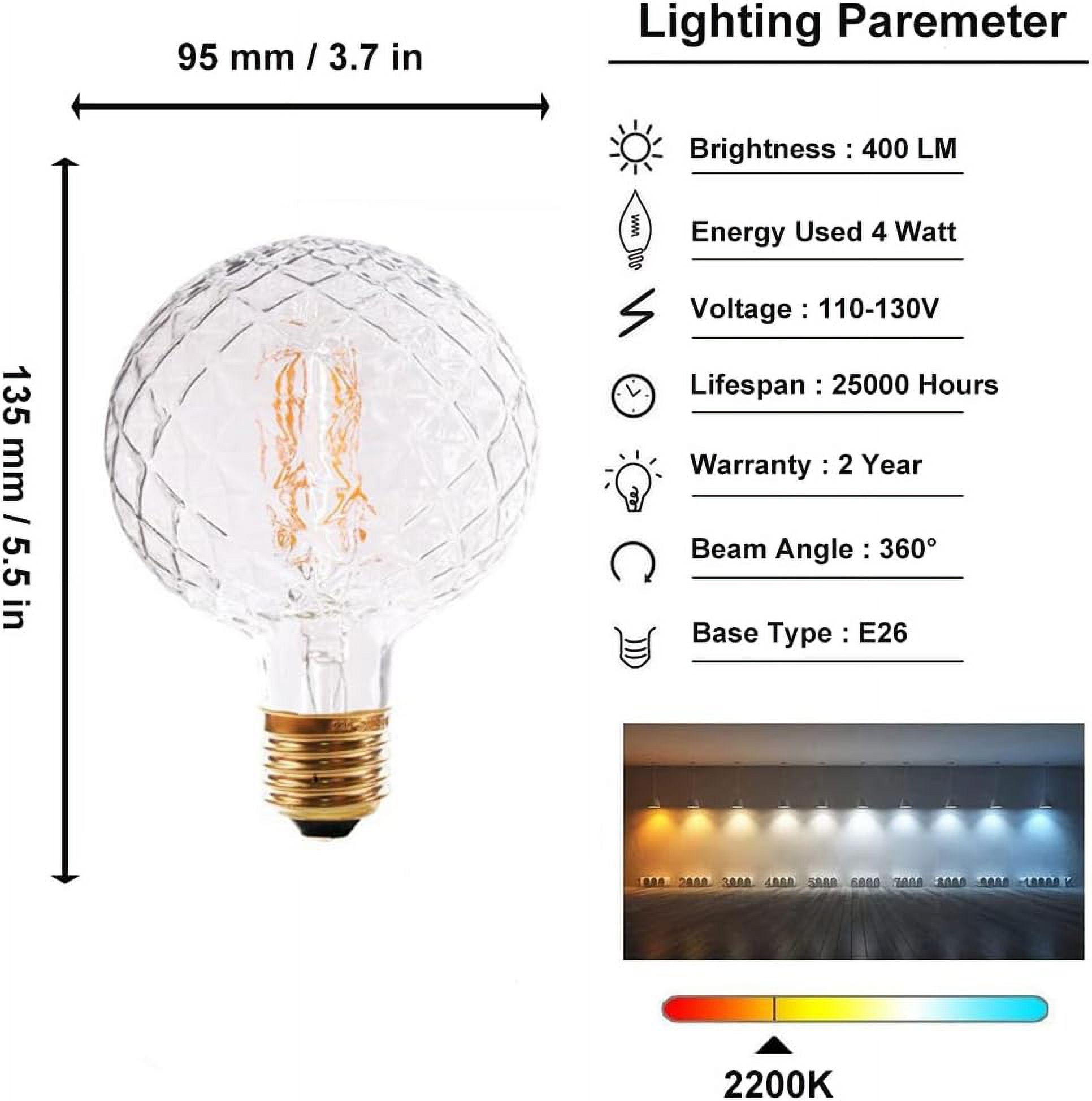 TRHOO-Vintage LED Edison Bulb G30 G95 4W Dimmable LED Filament Bulb ...