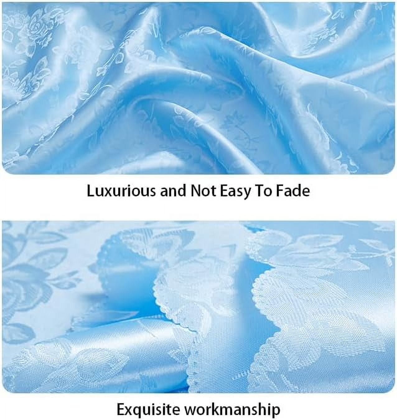 TRHOO-Wave Scroll Damask Jacquard Light Blue Rectangle Tablecloth 60 ...