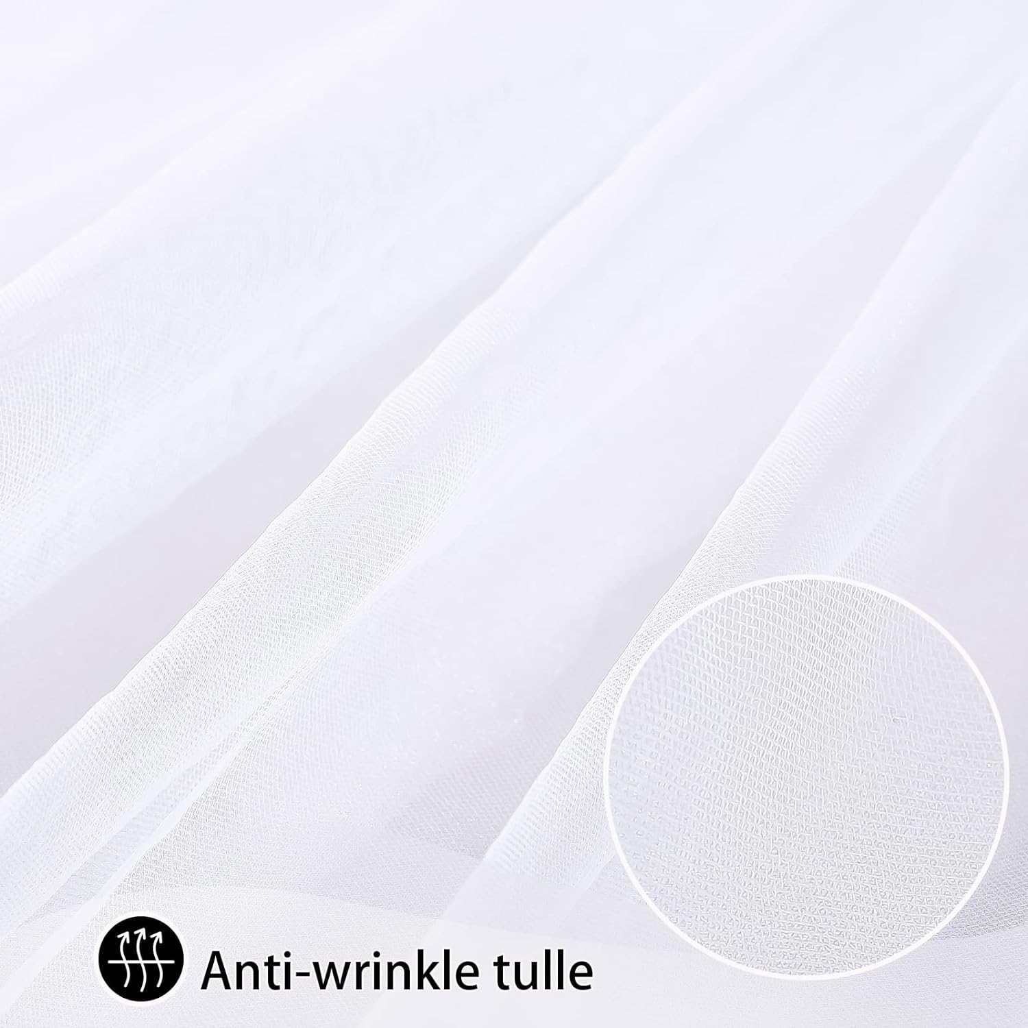 TRHOO-White Tulle Table Skirt for Rectangle Tables 6FT Table Skirting 2 ...