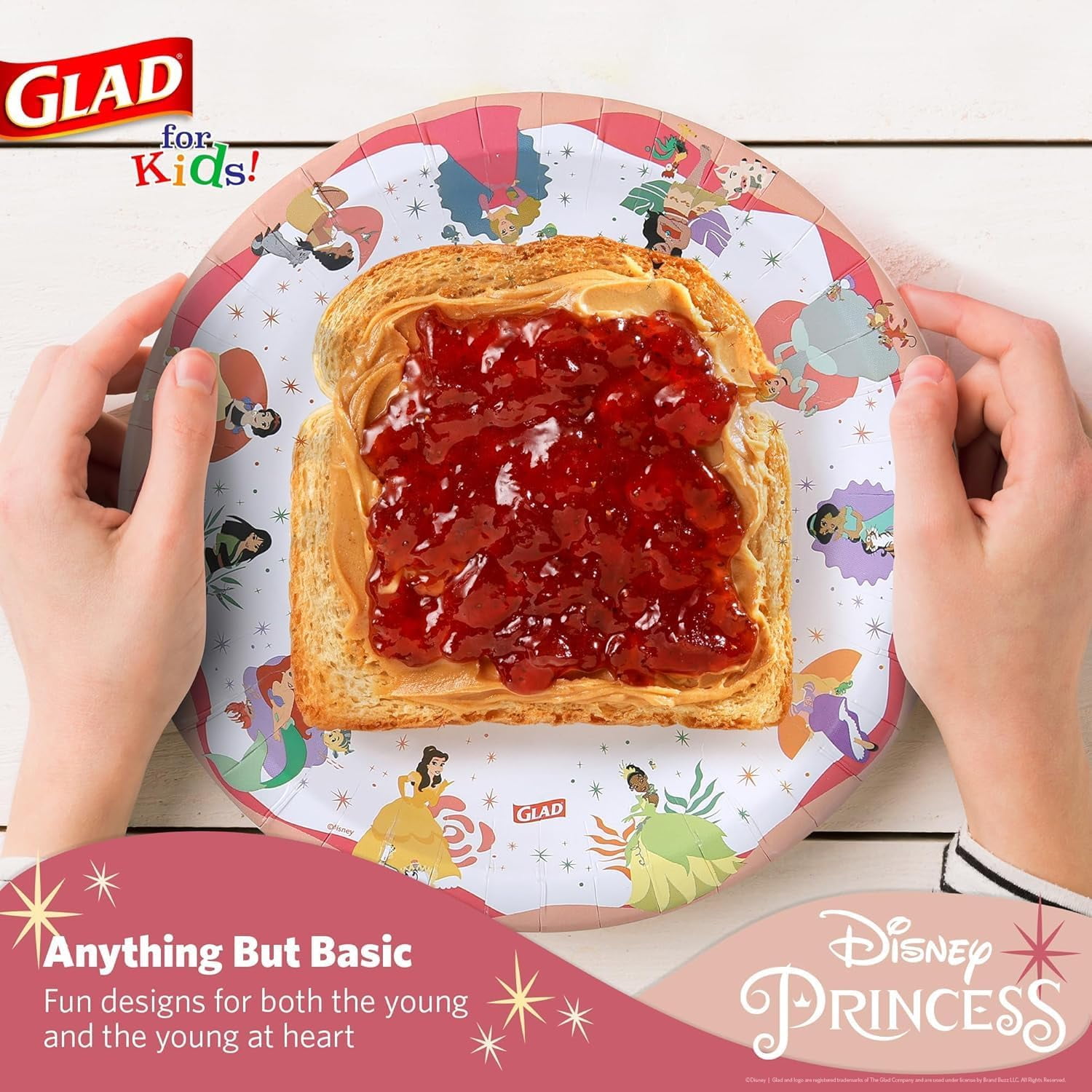 TRHOO-for Kids Princess 'Magic is in All of Us' Snack Plates, 8.5' Kid ...