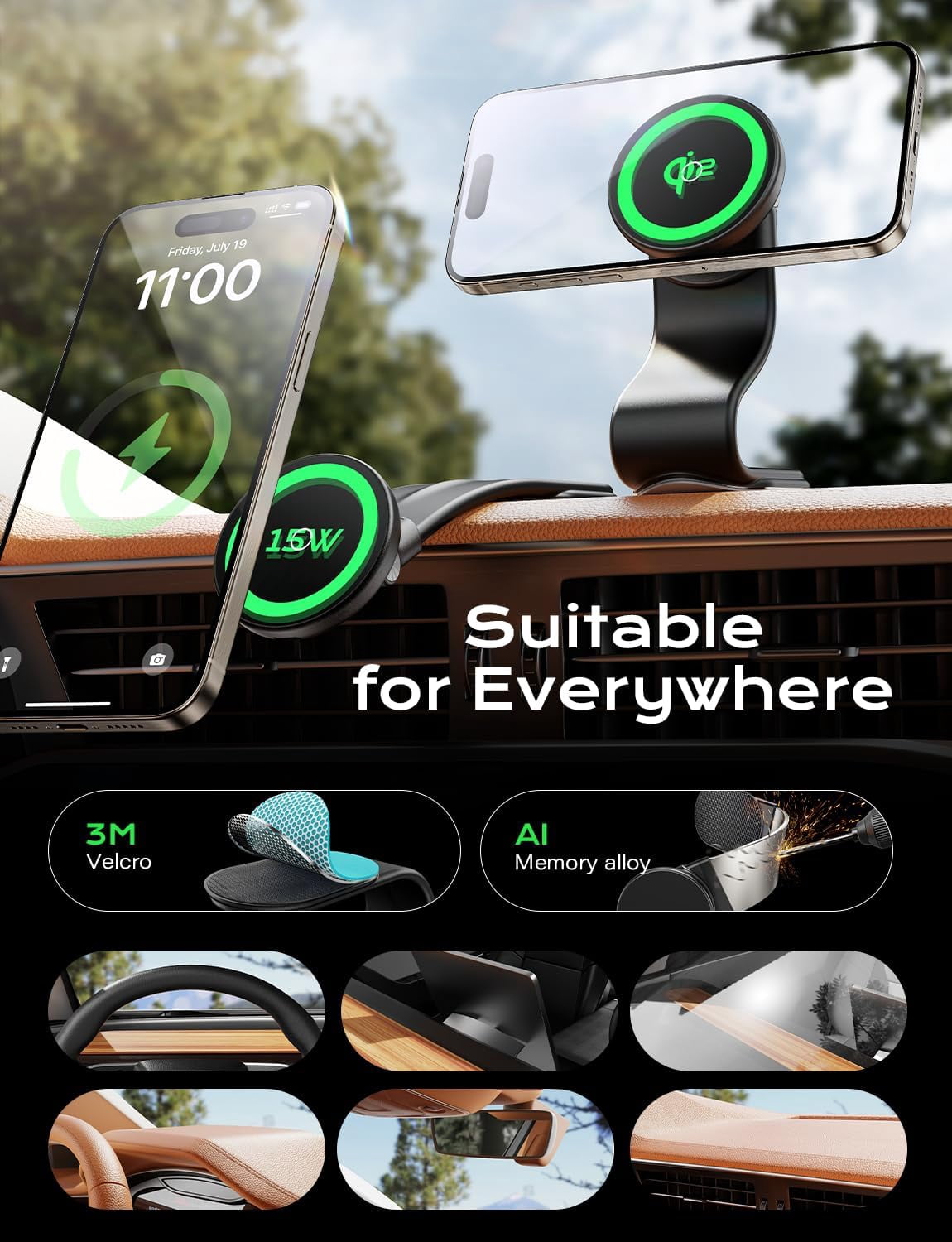 TRHOO-for Magsafe Car Mount Charger Magnetic Phone Holder Mount for Car ...