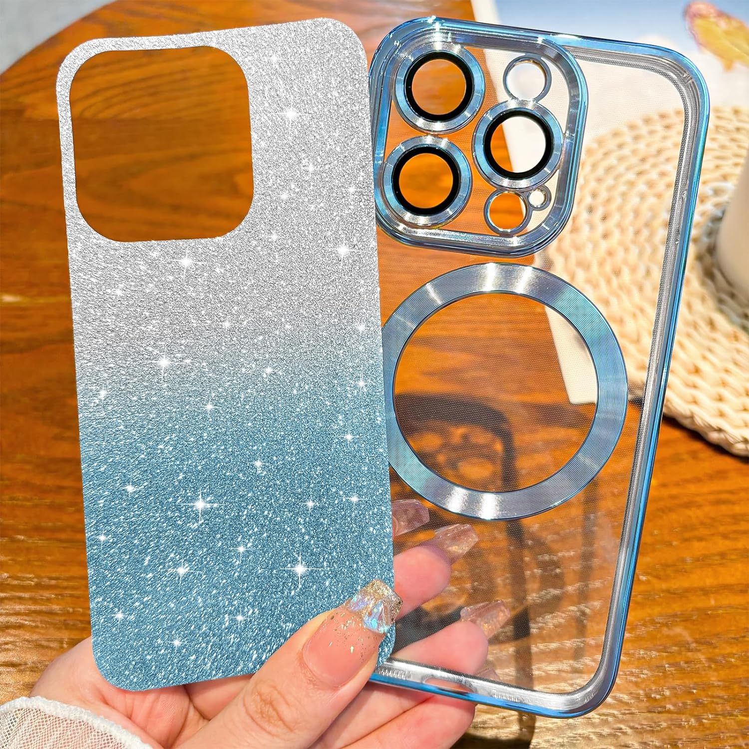 TRHOO-for iPhone 12 Pro Case Clear Magnetic Glitter Phone Cases ...