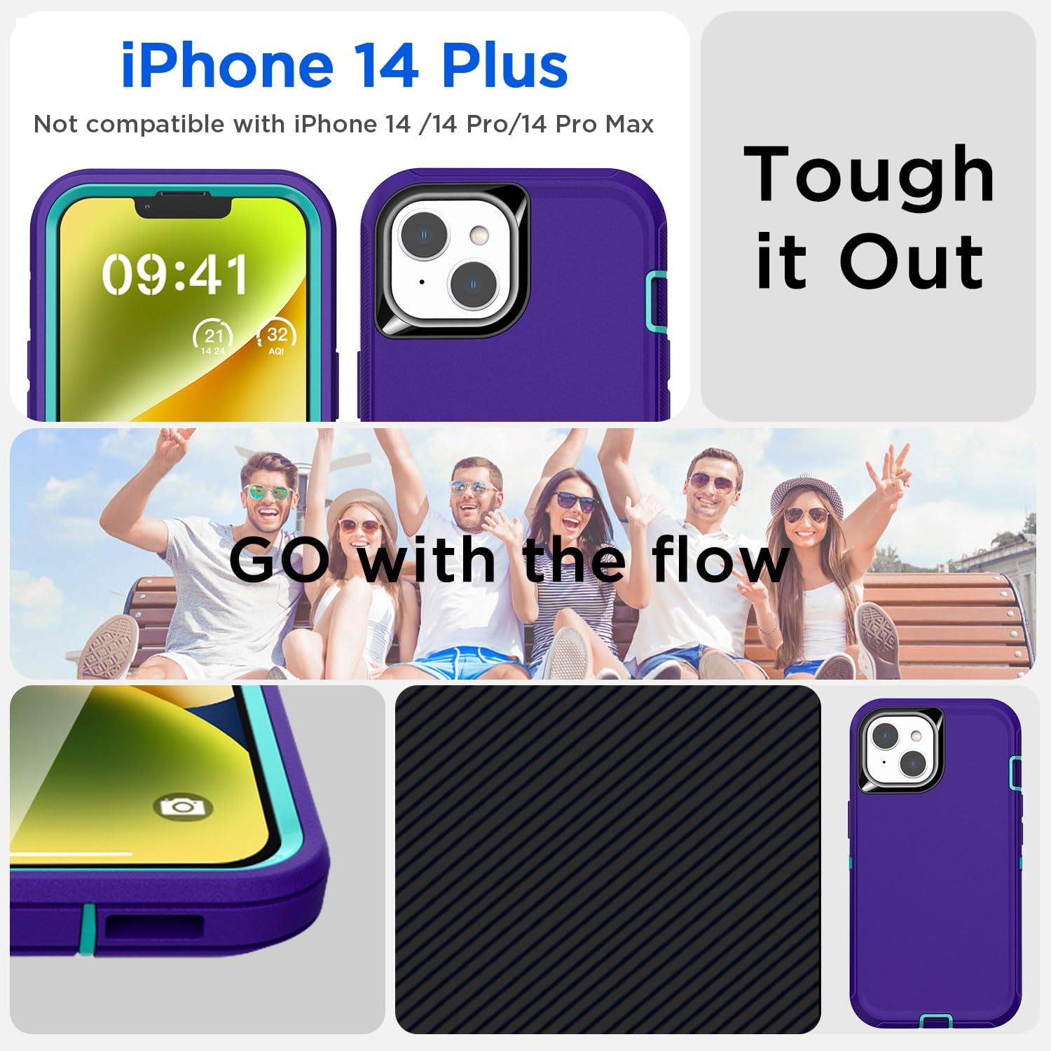 TRHOO-for iPhone 14 Plus Case(6.7") with Glass Screen Protector+Magsafe ...