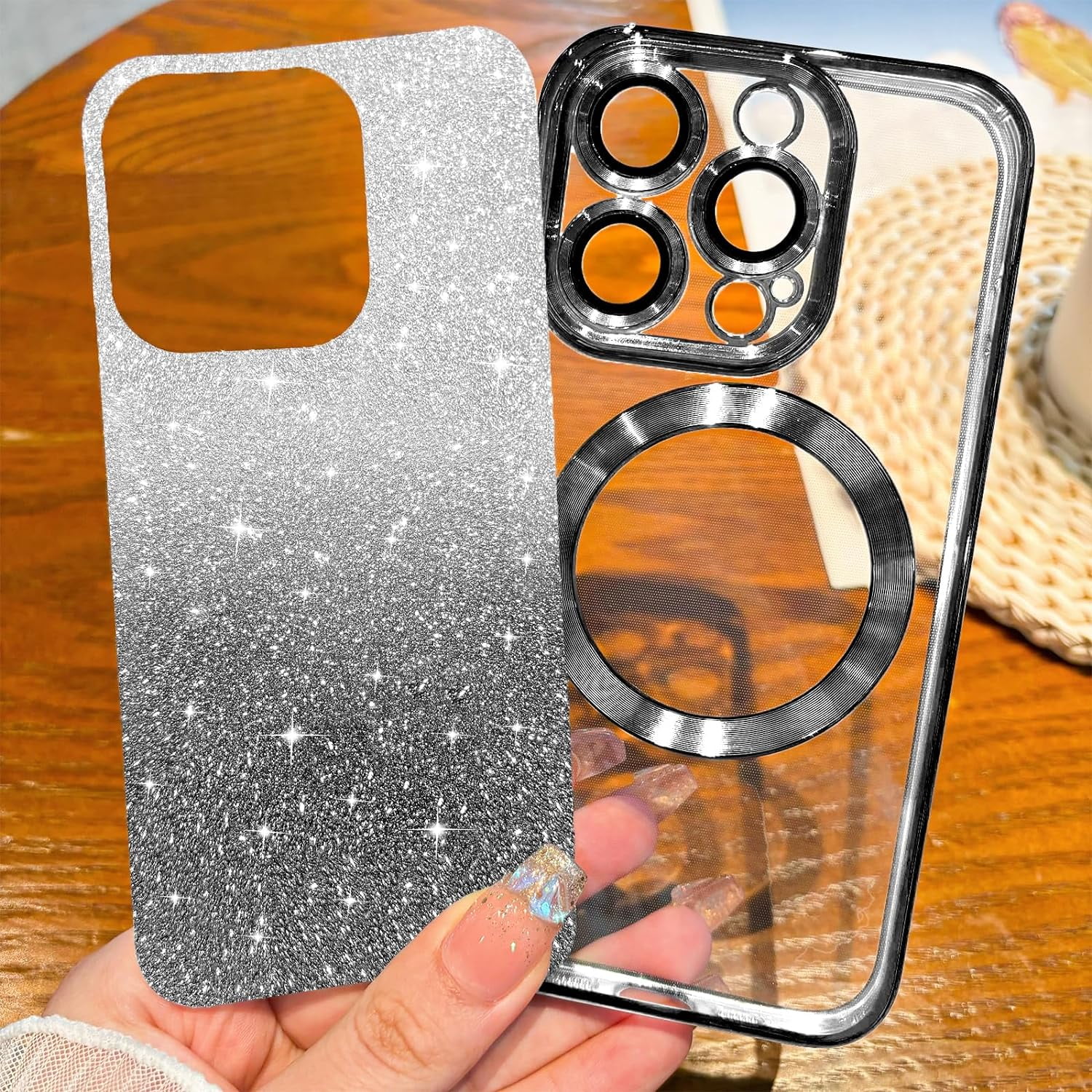 TRHOO-for iPhone 14 Pro Case Clear Magnetic Glitter Phone Cases ...