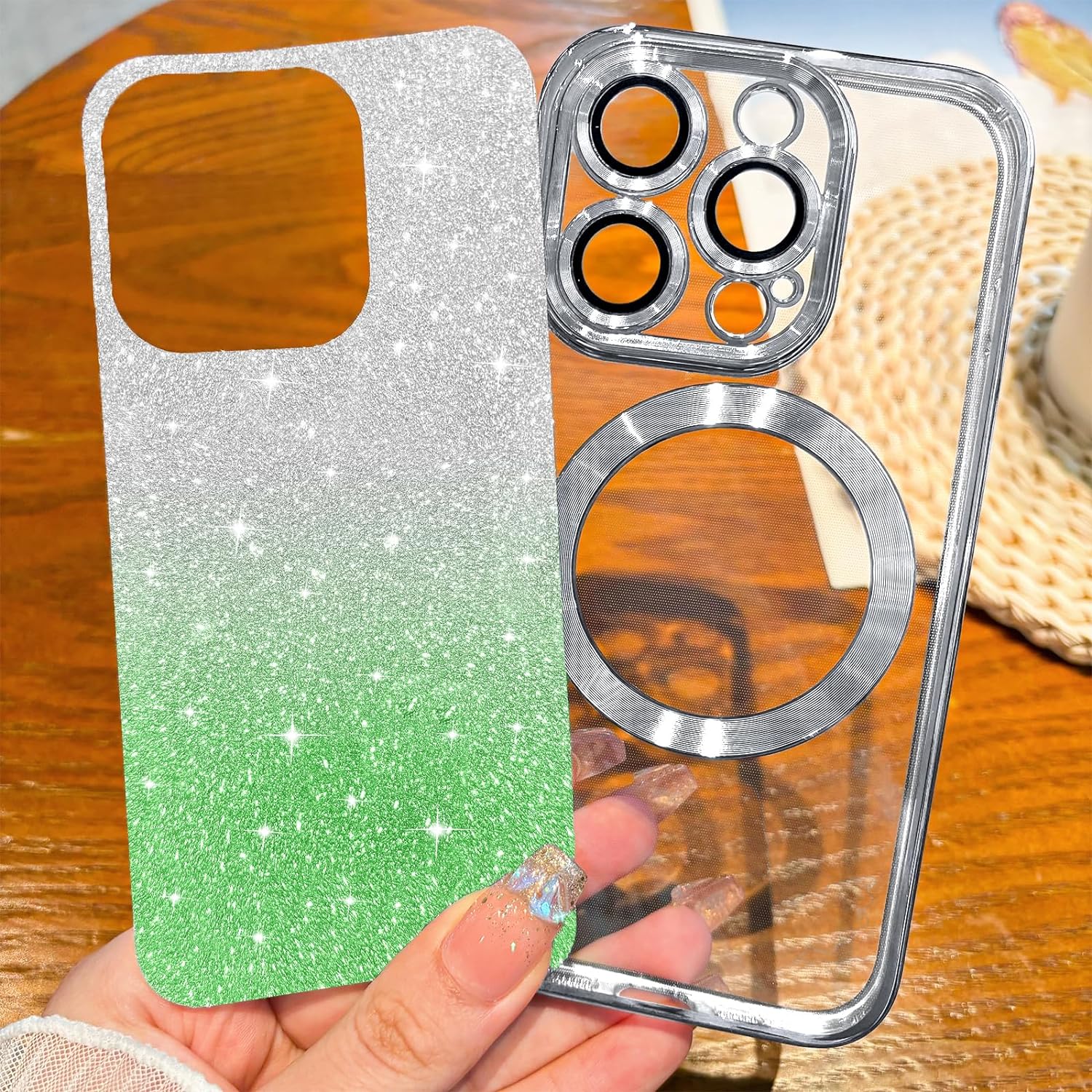 TRHOO-for iPhone 14 Pro Case Clear Magnetic Glitter Phone Cases ...