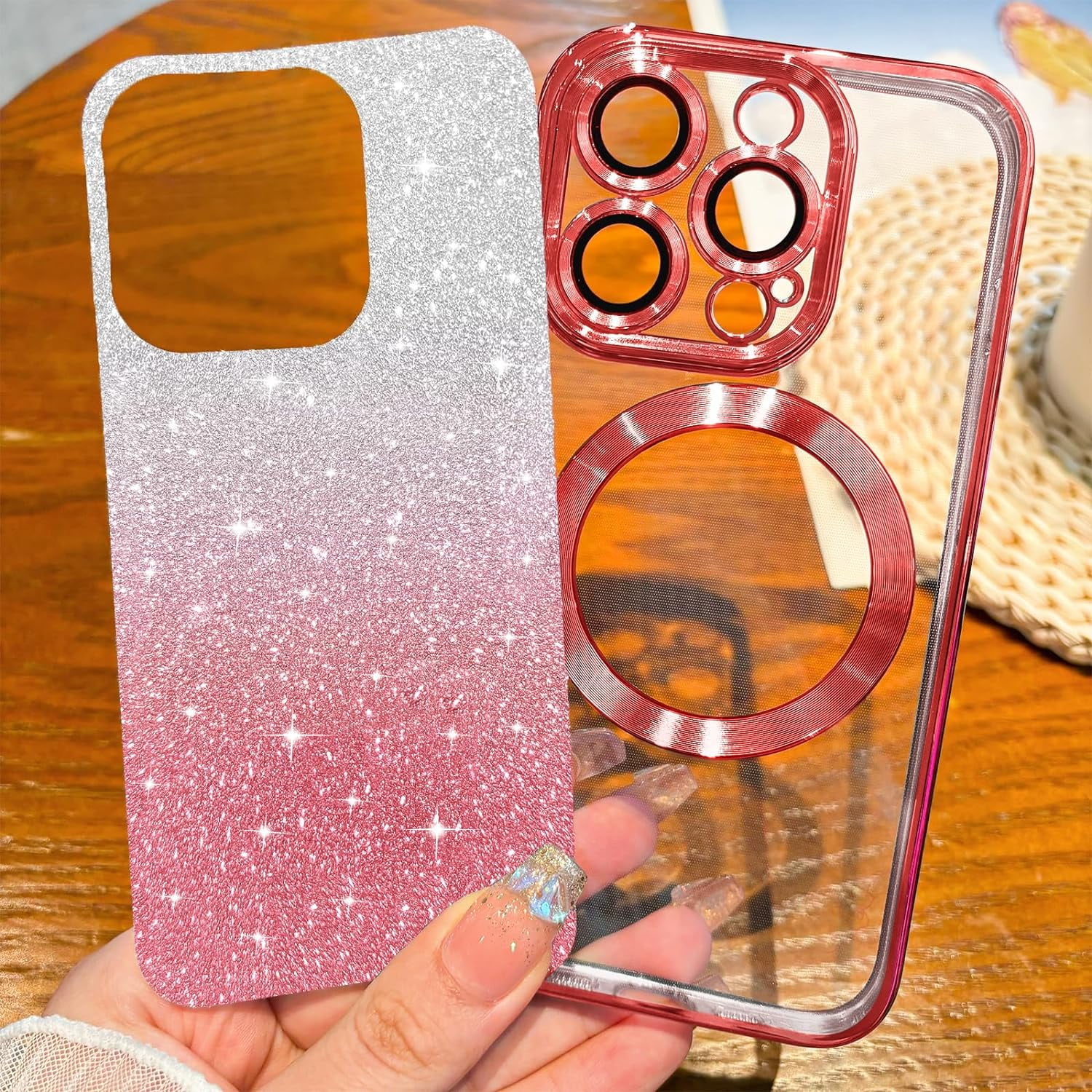 TRHOO-for iPhone 15 Pro Case Clear Magnetic Glitter Phone Cases ...