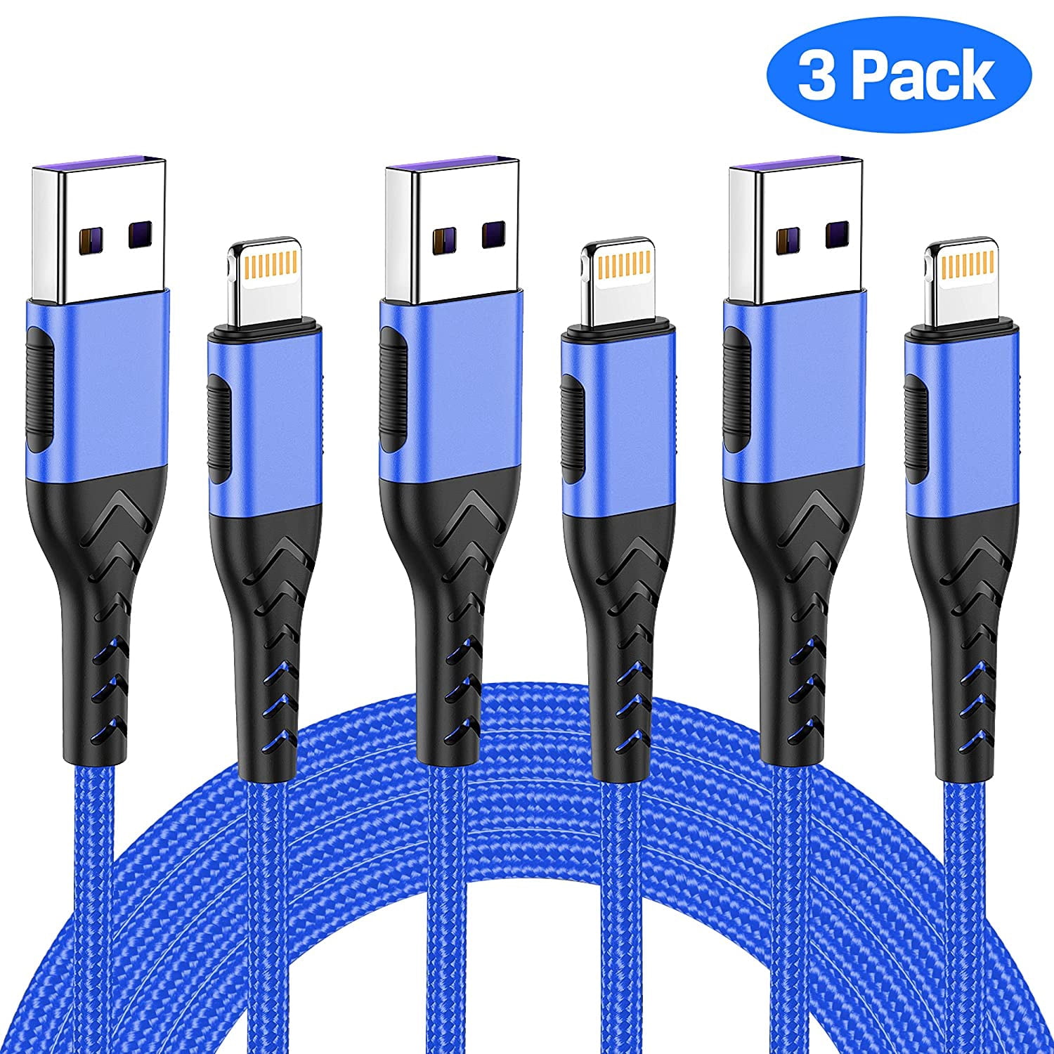 TRHOO-iPhone Charger, [Apple MFi Certified] 3Pack 3FT Lightning Cable ...