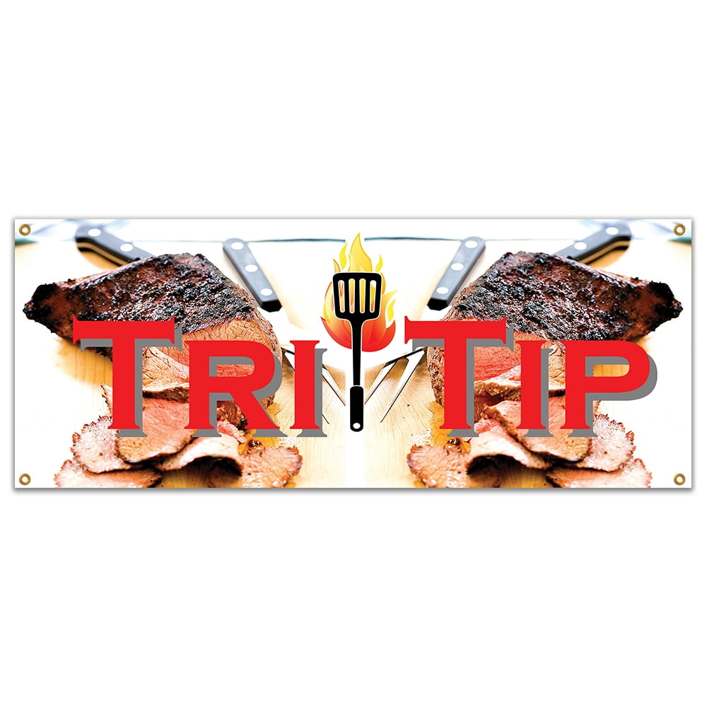TRI TIP BANNER SIGN butcher custom cuts meat usda steaks roasts chops ...