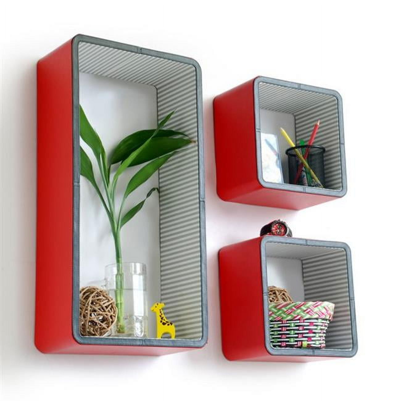 TRI-WS132-REC Trista - Flourishing City Rectangle Leather Wall Shelf ...