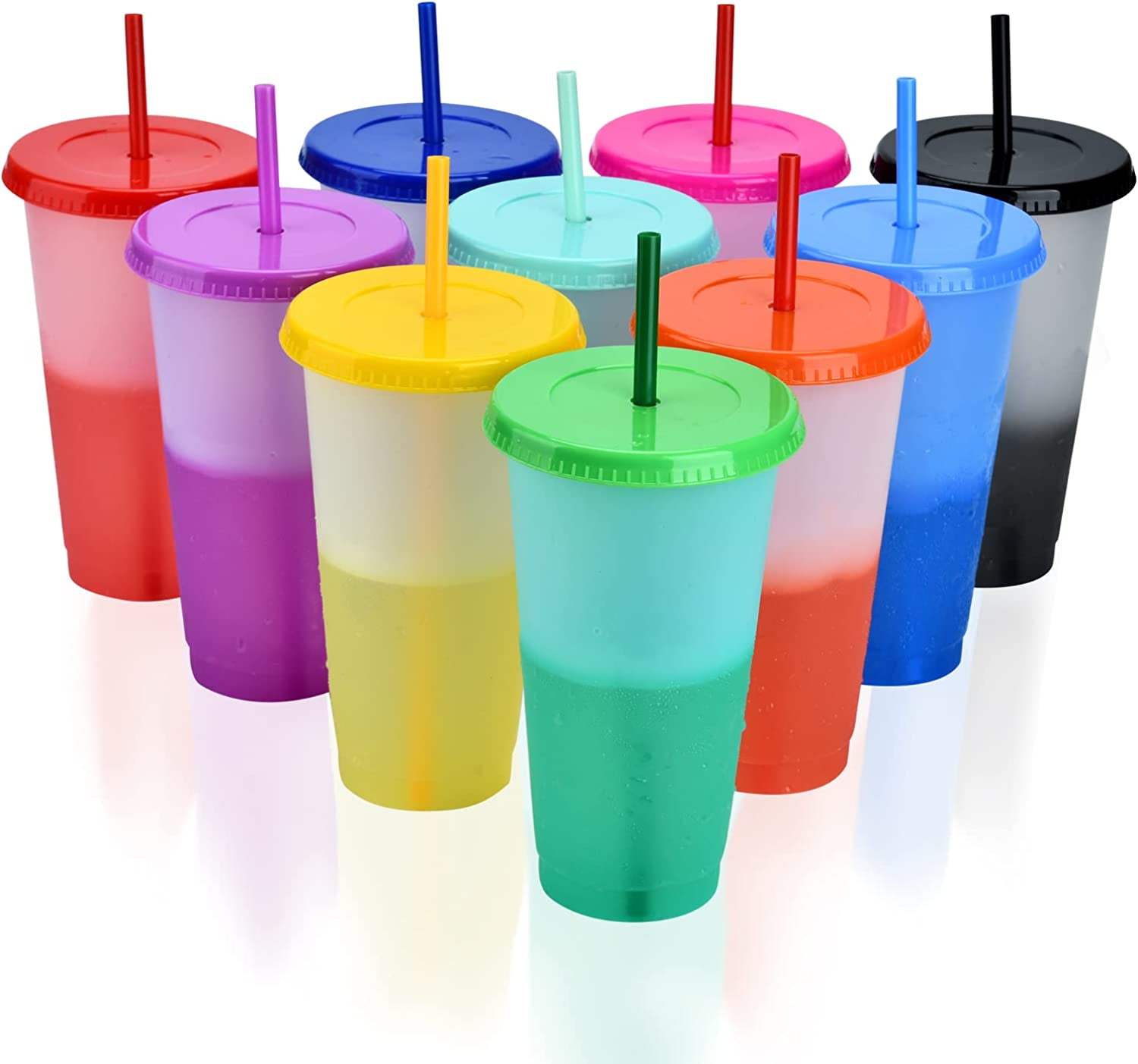 TRIANU 12 oz Color Changing Cups, 10 Colors Plastic Cups Reusable ...