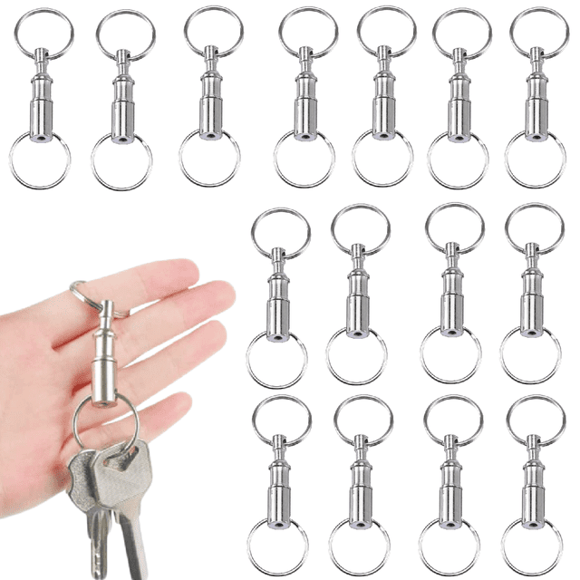 TRIANU 15Pcs Pull-Apart Silver Key Ring Easy Detach Double Spring Split ...