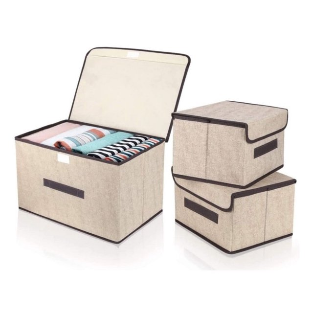 TRIANU 3Pcs Collapsible Fabric Cube Storage Bins Home Organizer Boxes ...