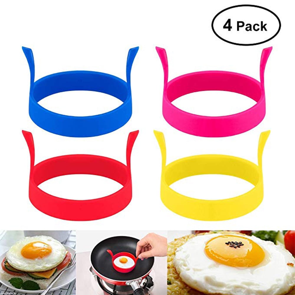 TRIANU 4 Pcs Silicone Egg Ring, Egg Rings Non Stick, Egg Cooking Rings ...