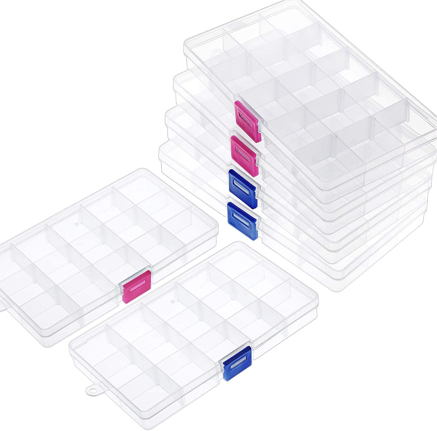 TRIANU 6 Pack Jewelry Organizer Box for Earrings, Clear Plastic Bead ...