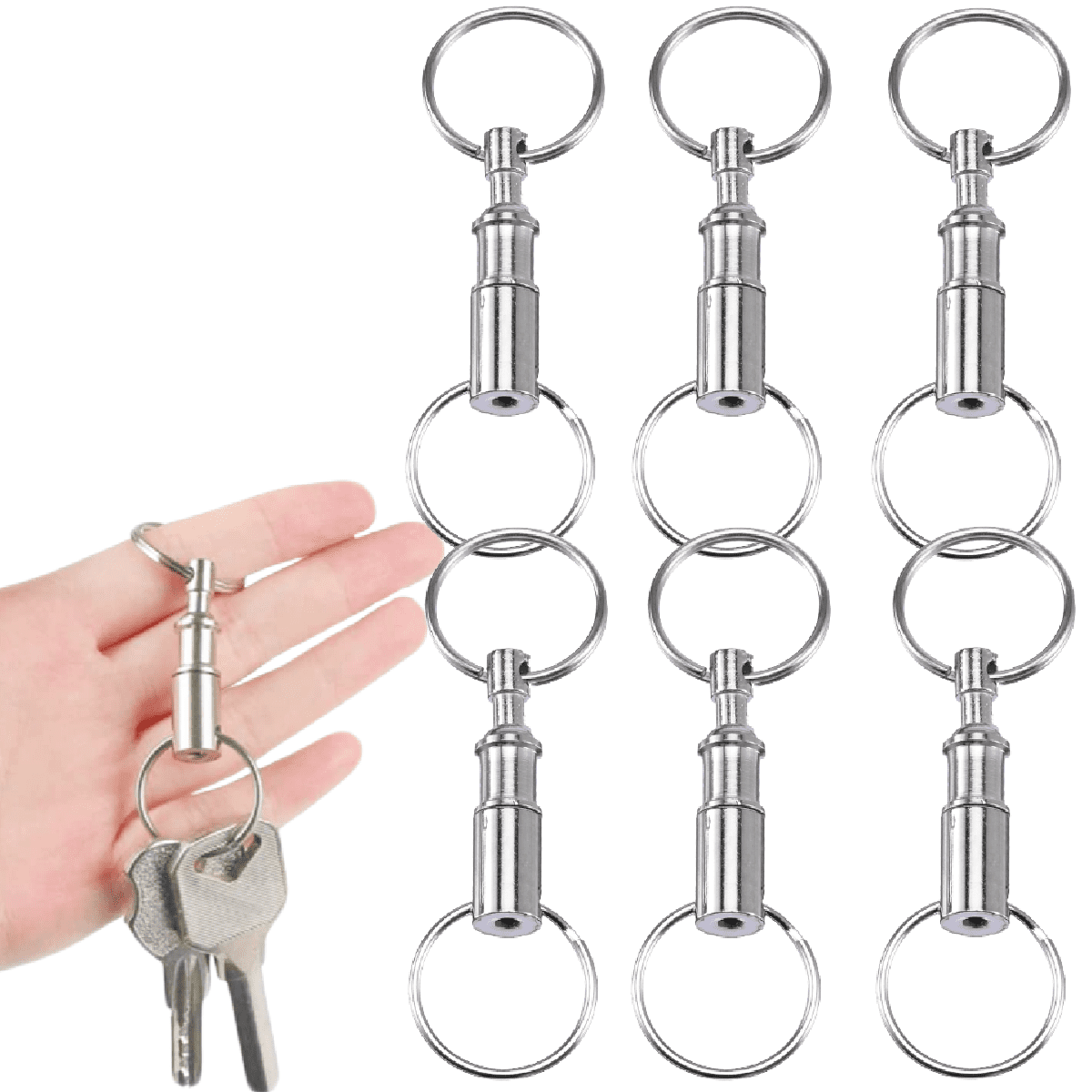 TRIANU 6 Pcs Quick Release Detachable Pull Apart Keychain Dual Key Ring ...