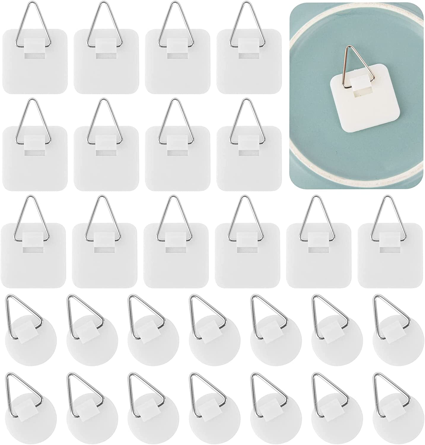 TRIANU 60Pcs Invisible Adhesive Plate Hanger Vertical Plate Holders for ...