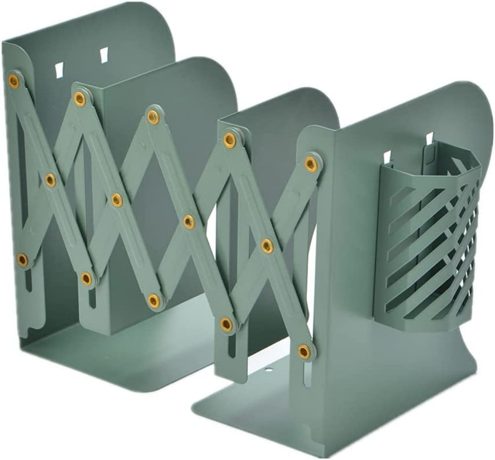 TRIANU Bookends, Expandable Bookends with Pen Holder, Adjustable Book ...