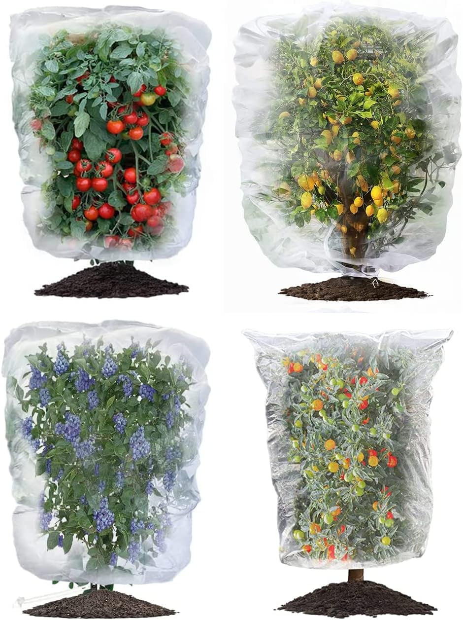 TRIANU Insect Netting Bag, 4 Pack Garden Bird Barrier Mesh Covers Bags ...