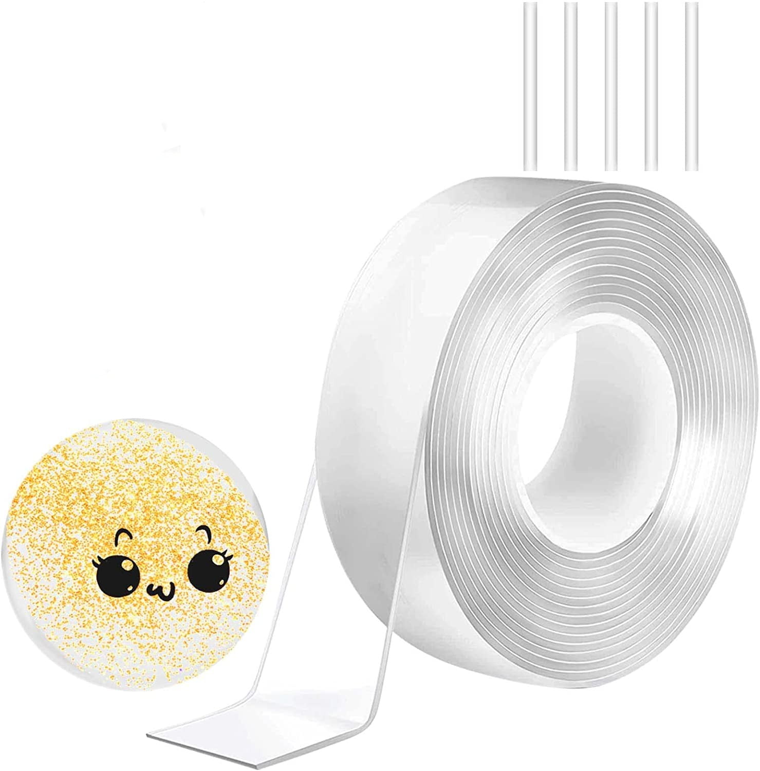 TRIANU Nano Bubble Tape, Double Sided Tape with 5pcs Straw, 16.4ft Nano ...