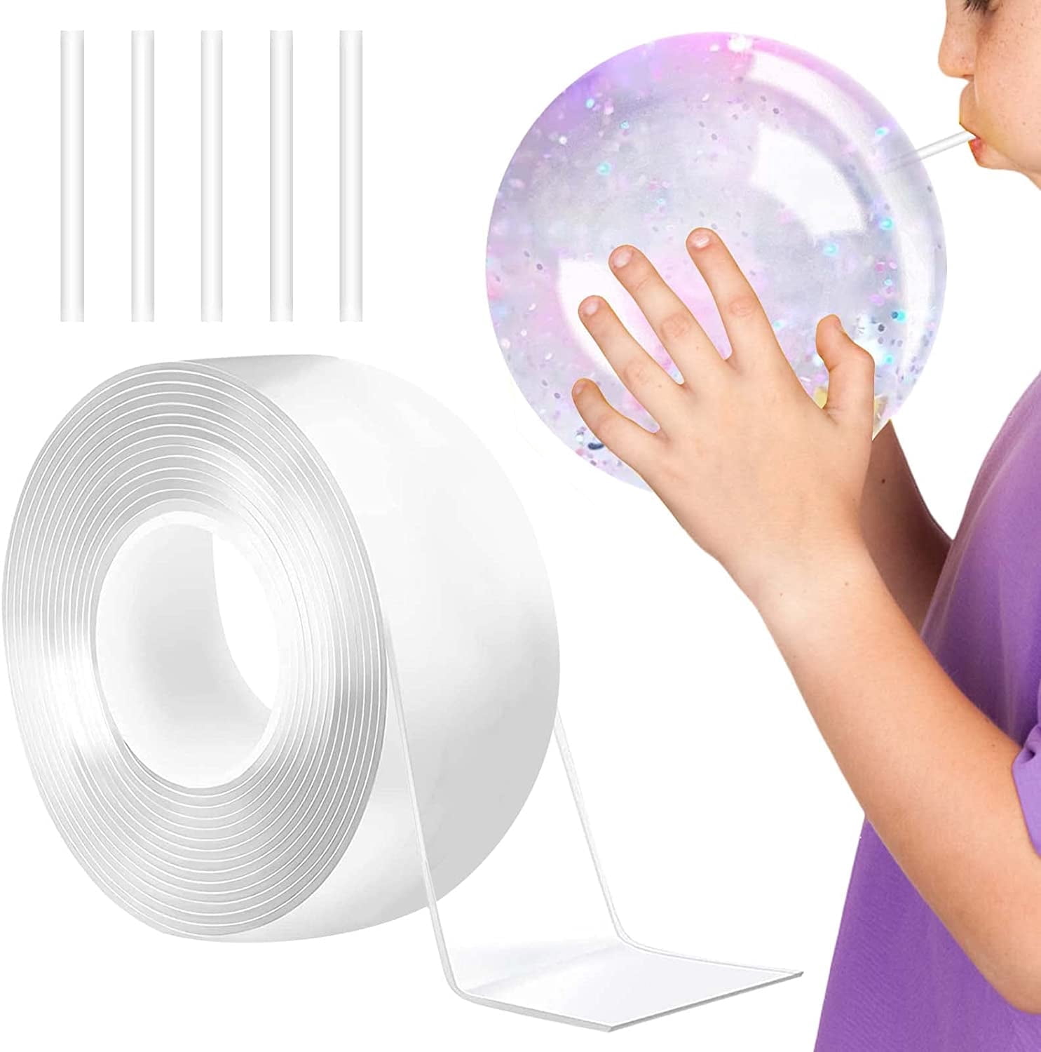 TRIANU Nano Bubbles Tape Kit with 5 Straw for Making Cute Nano Bubbles ...