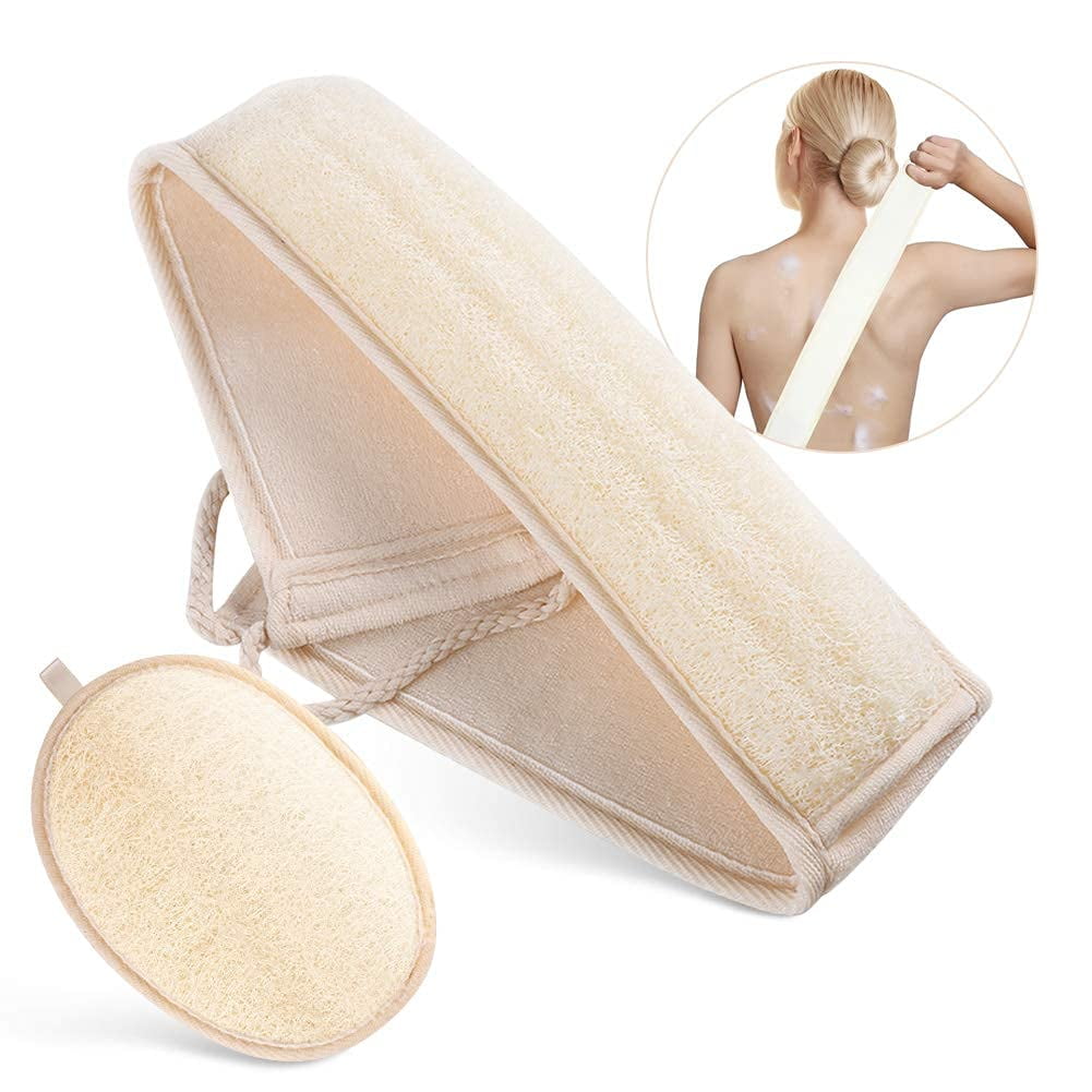 TRIANU Natural Loofah Exfoliating Back Scrubber for Shower Set, Loofah ...