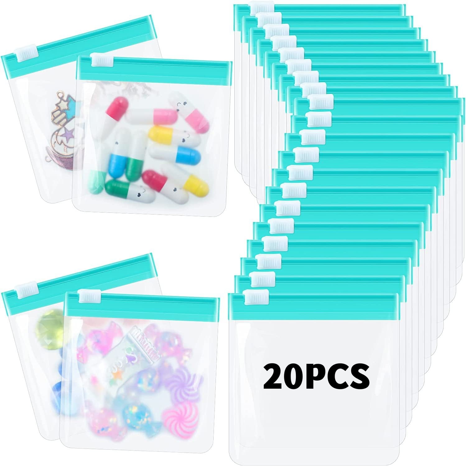 Trianu Reusable Pill Storage Pouches, 20 Small Zippered EVA Medicine ...