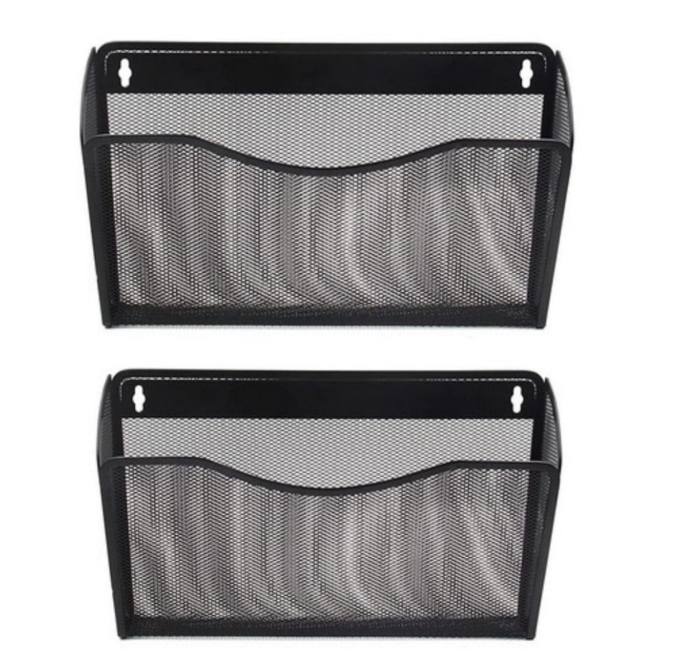 Trianu Set of 2 Mesh Wall File Holder, Single Pocket Hanging Organizer ...
