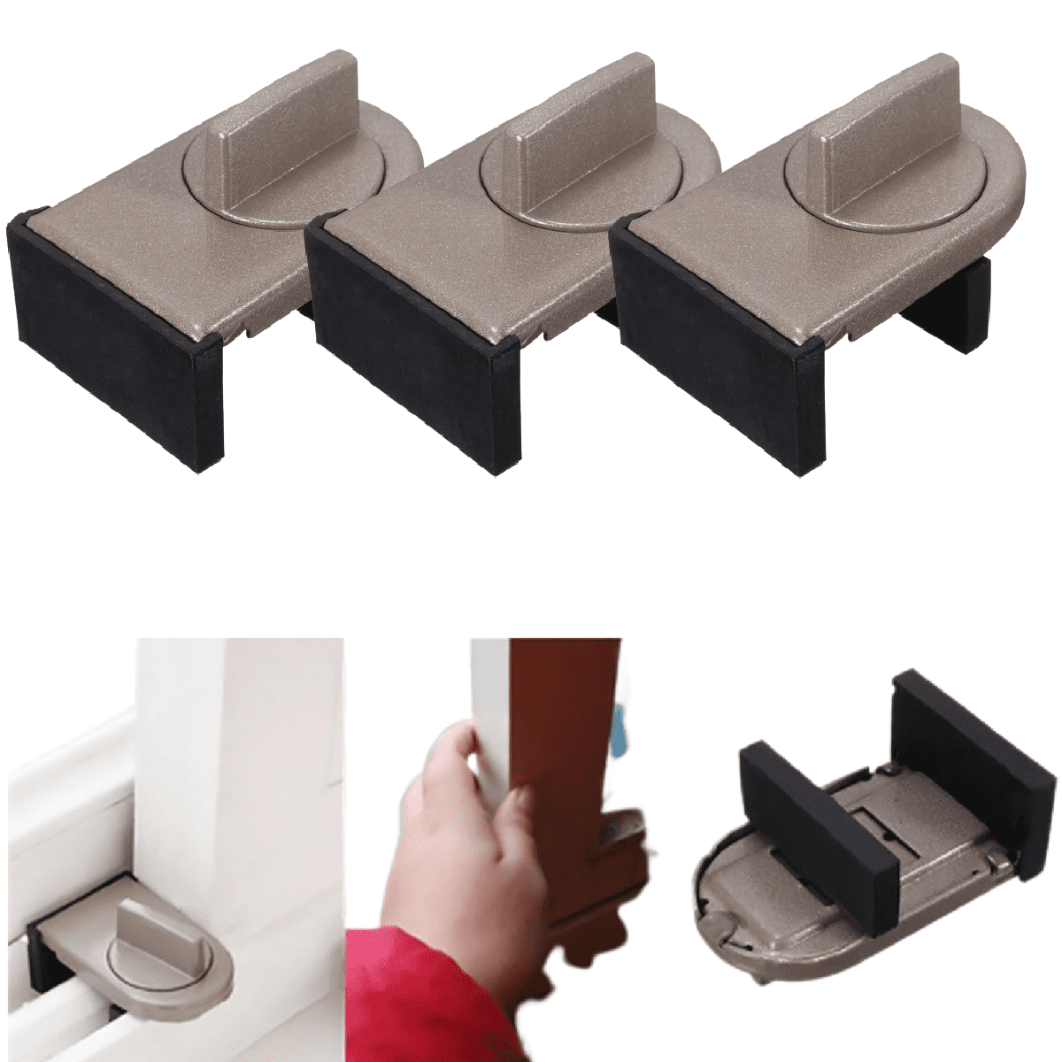 TRIANU Sliding Window Locks, 3 Pack Security Window Lock, Window ...