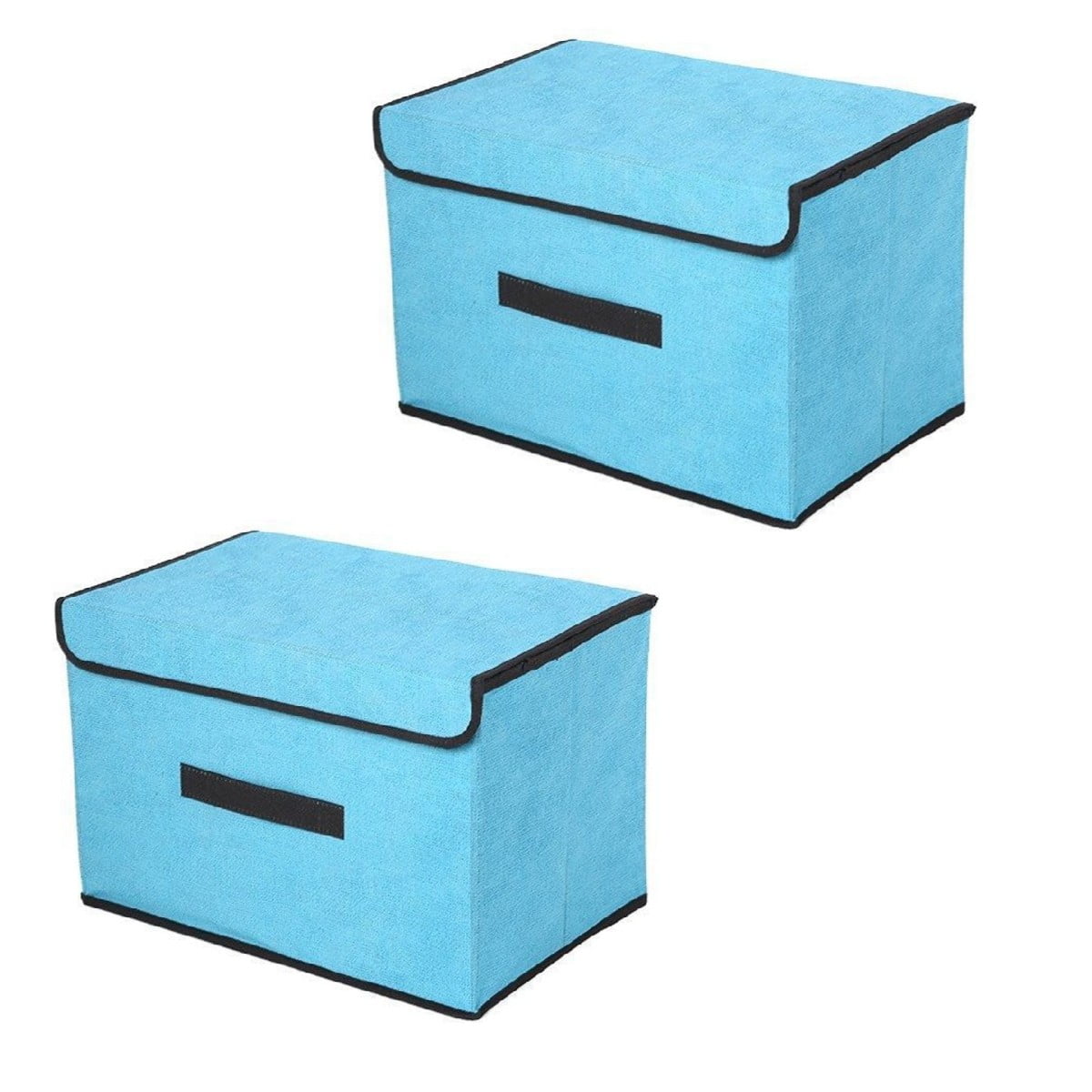 TRIANU Small Storage Bins with Lids 3 Pack Linen Collapsible Cube ...