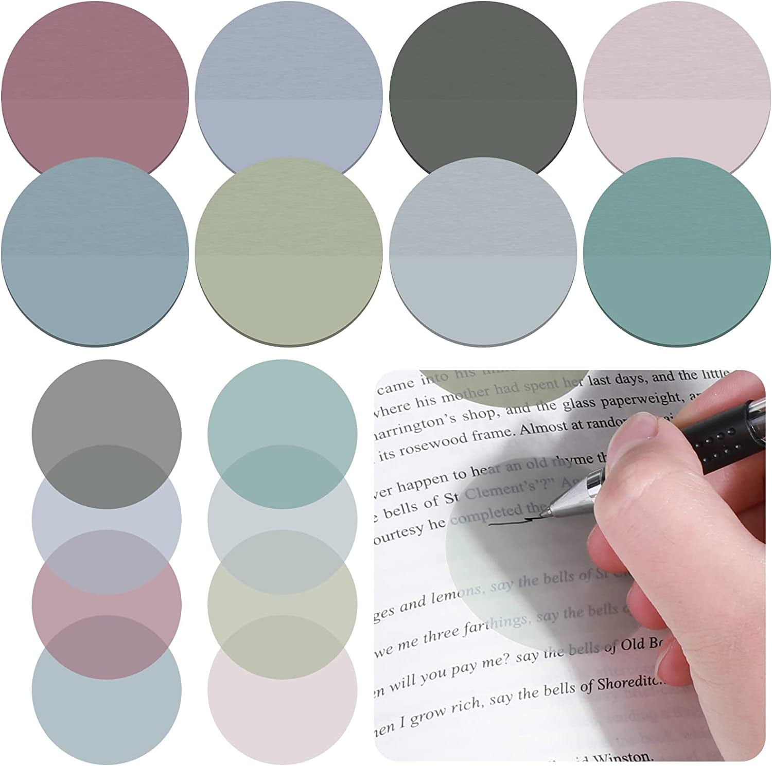 TRIANU Transparent Sticky Notes Round Translucent Sticky Notes Sticky ...