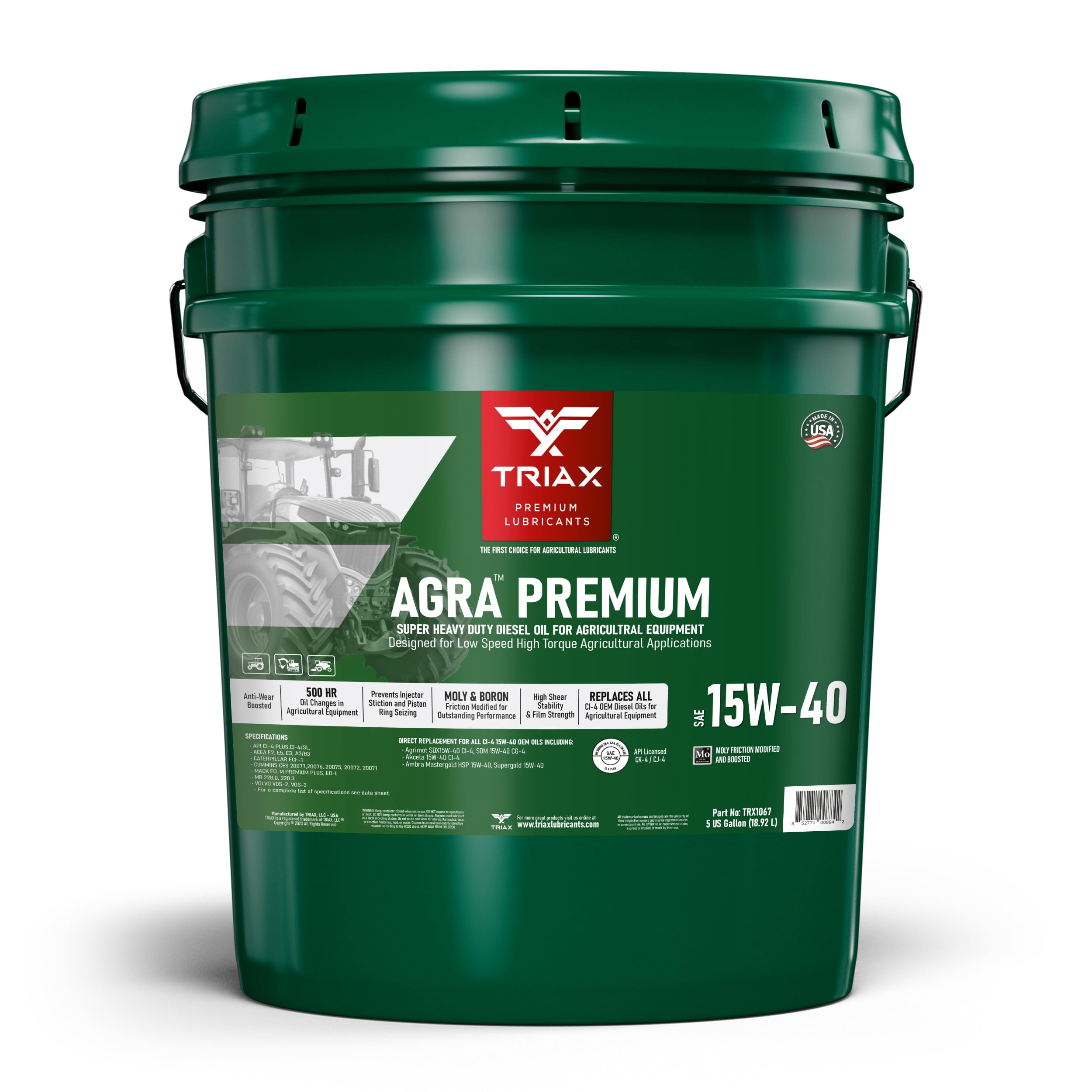 TRIAX Agra Premium 15W-40 Super Heavy Duty Diesel Engine Oil, 5 Gal ...