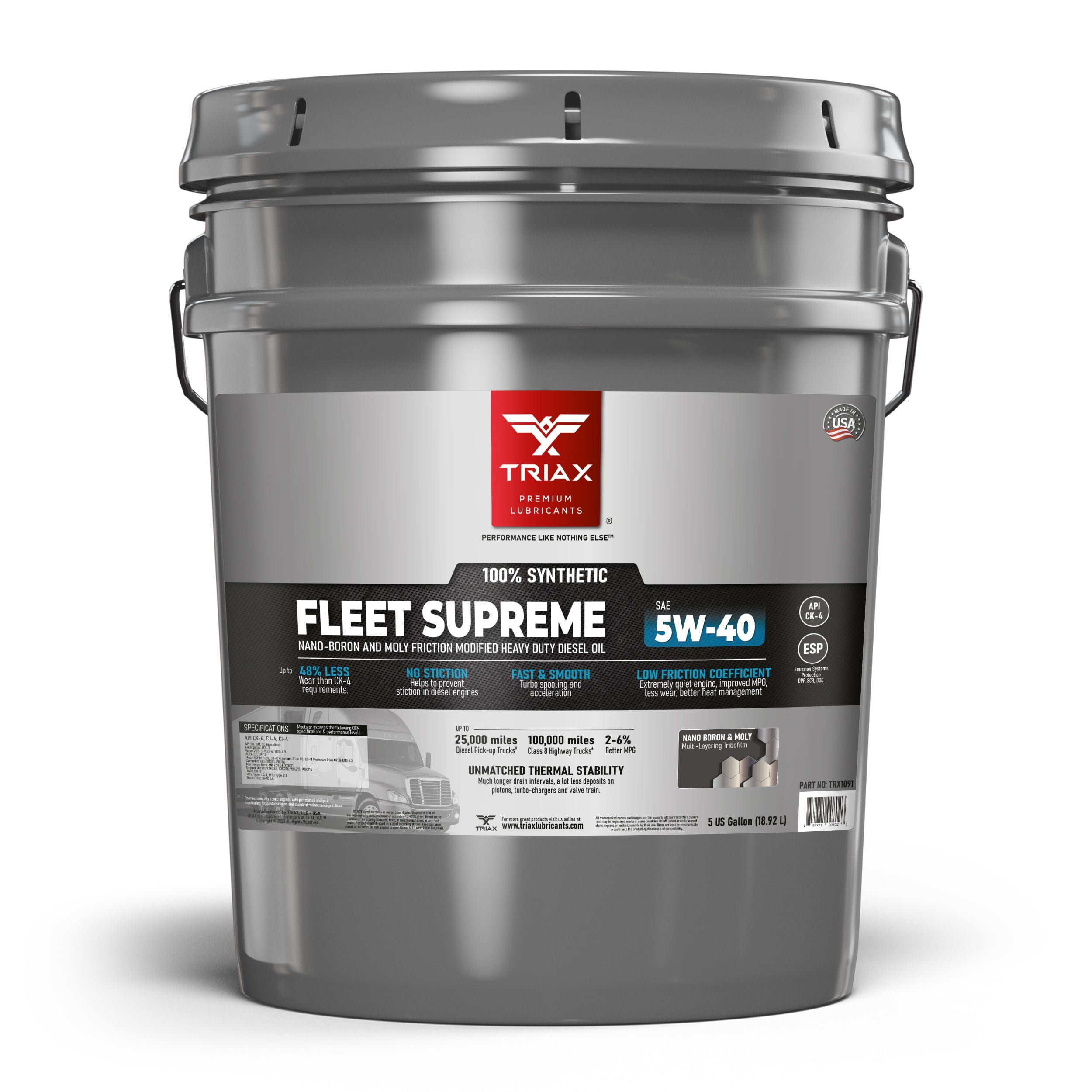 TRIAX Fleet Supreme 5W-40 Full Synthetic, Heavy Duty, Diesel Engine Oil ...