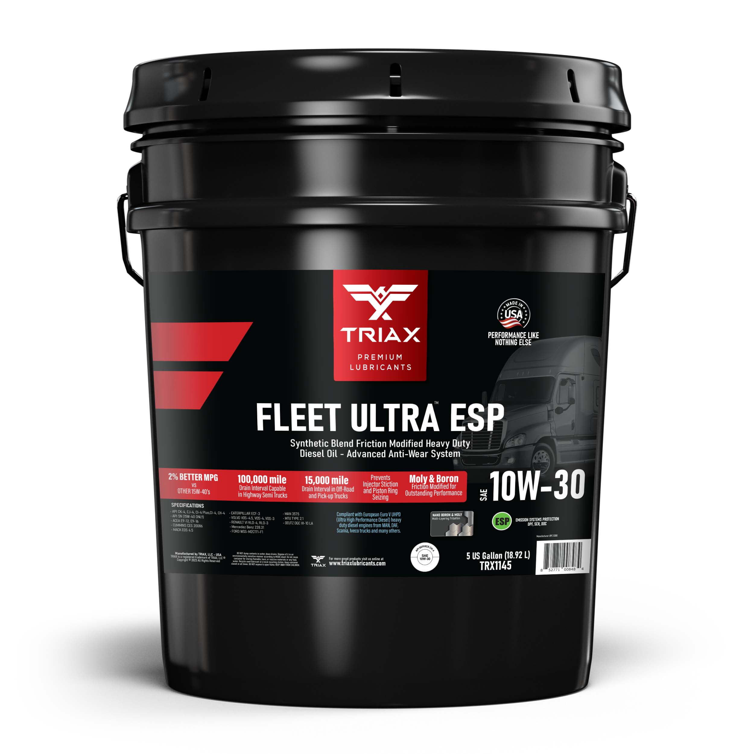 TRIAX Fleet Ultra ESP 10W-30 Heavy Duty, Diesel Engine Oil, 5 Gallon ...