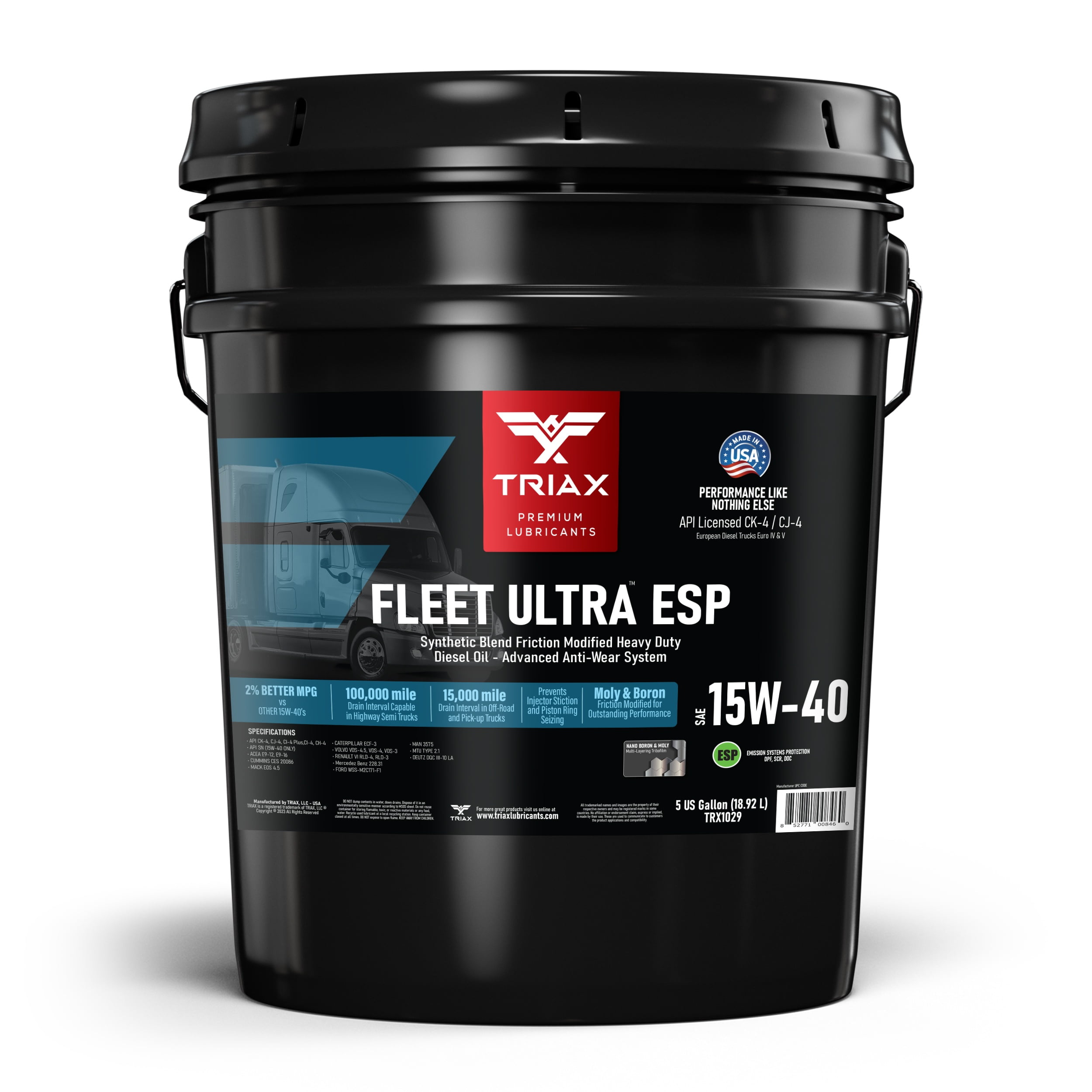 TRIAX Fleet Ultra ESP 15W-40 Heavy Duty, Diesel Engine Oil, 5 Gallon ...