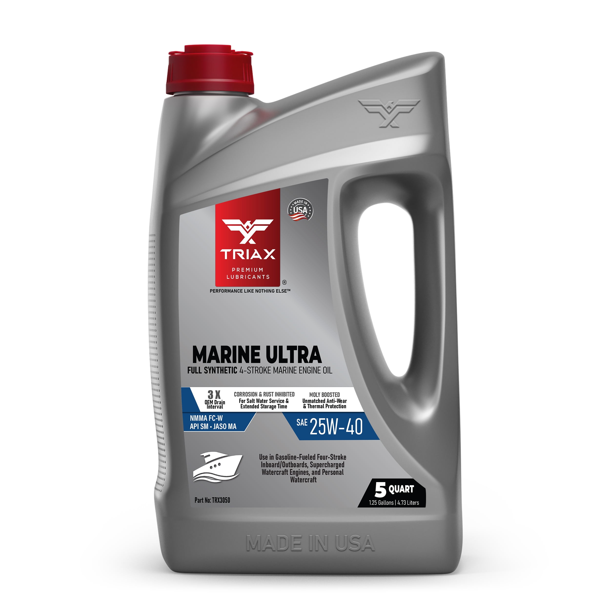 TRIAX Marine Ultra 25W-40 Full Synthetic Marine Engine Oil, 5 Quart Jug ...